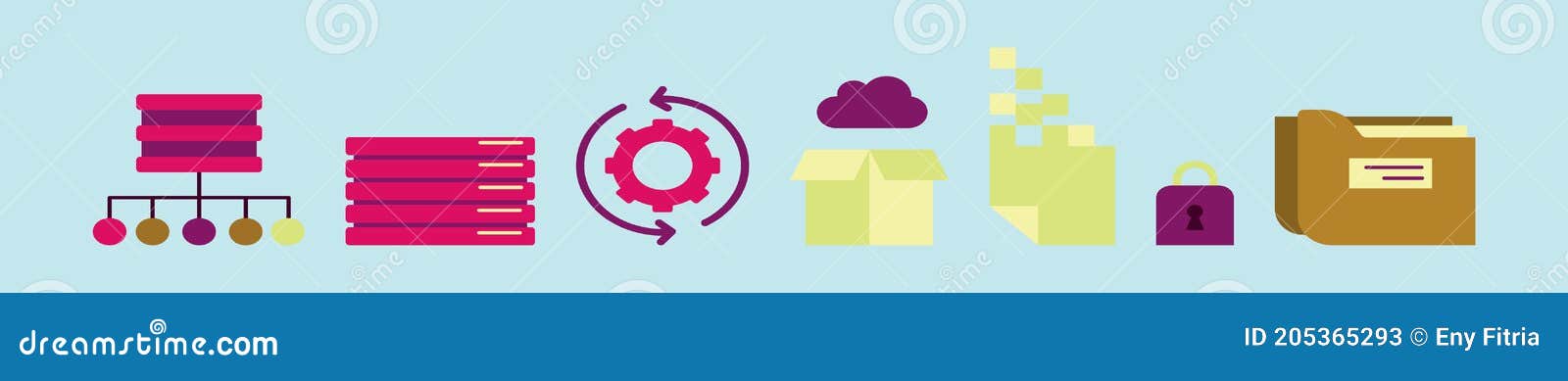 Set of Database Cartoon Icon Design Template with Various Models ...