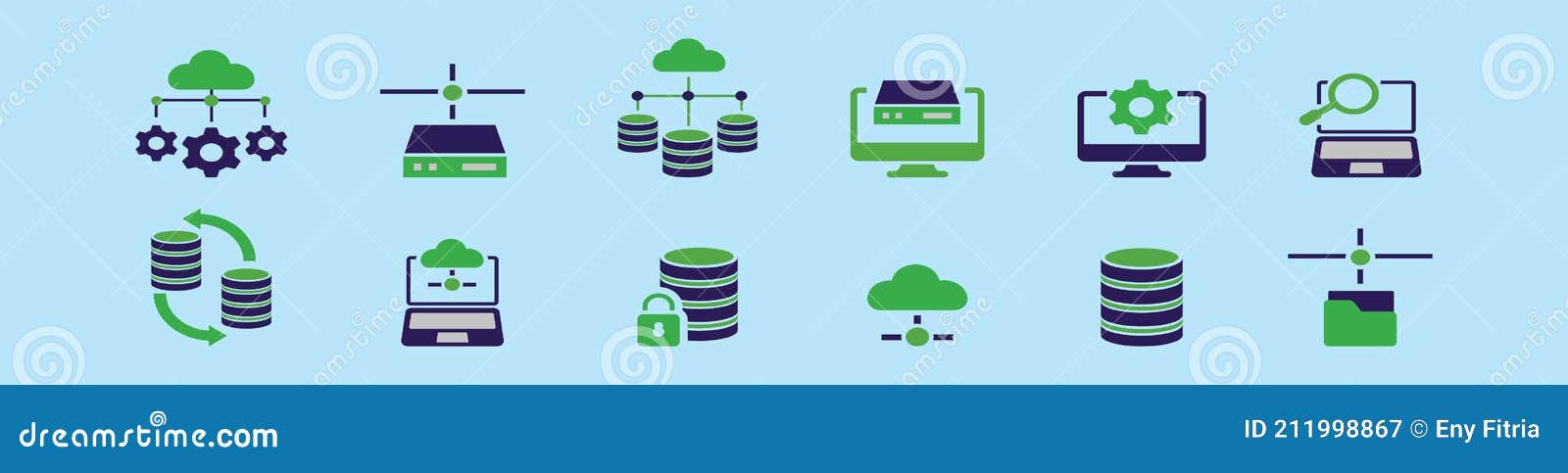 Set of Database Cartoon Icon Design Template with Various Models ...