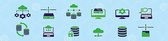 Set of Database Cartoon Icon Design Template with Various Models ...