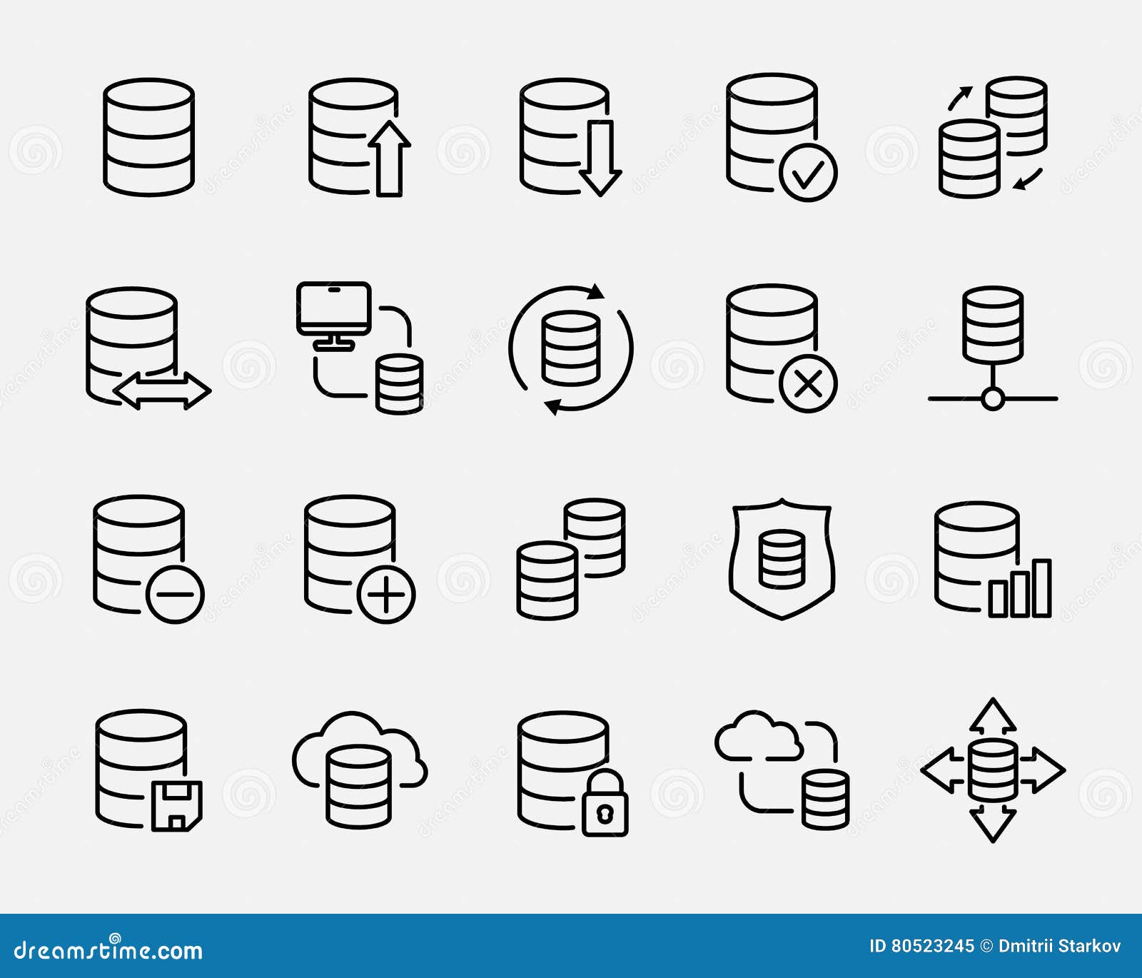 Set of Database Icons in Modern Thin Line Style. Stock Vector ...