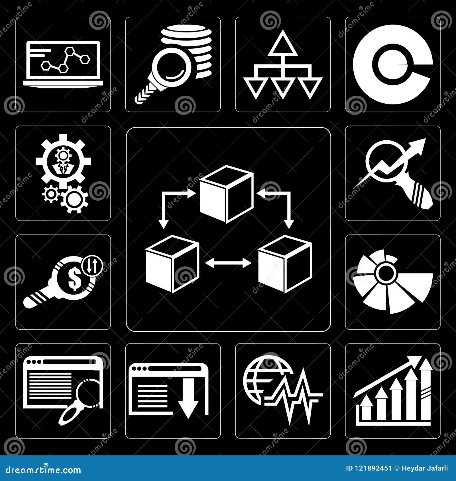 Set of Database Interconnected, Increasing Stocks Graphic, Web Data ...
