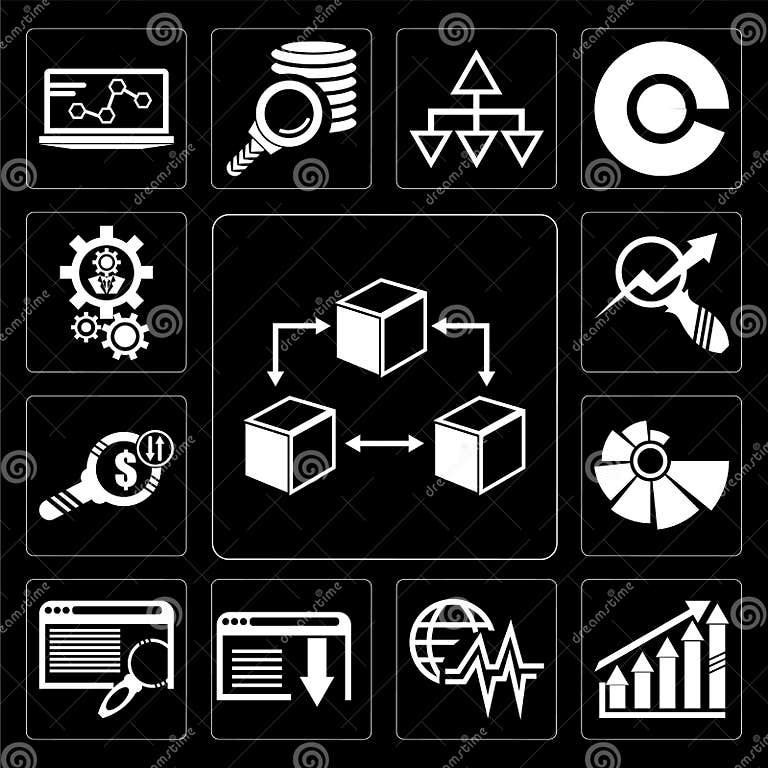 Set of Database Interconnected, Increasing Stocks Graphic, Web Data ...
