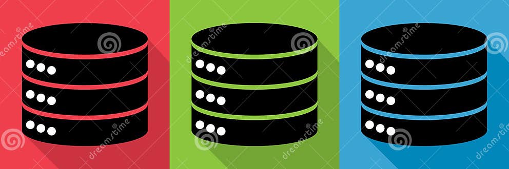 Set of Database Storage Icon, Internet Network Server Cloud Data Symbol, Connection System ...