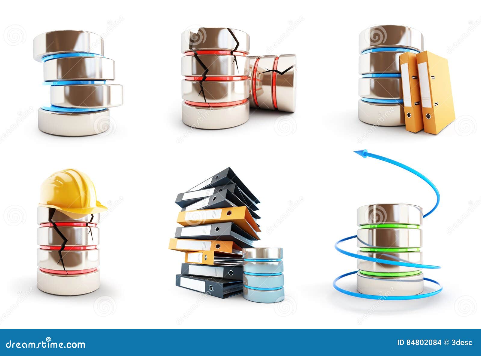 Set of Databases on a White Background Stock Illustration ...