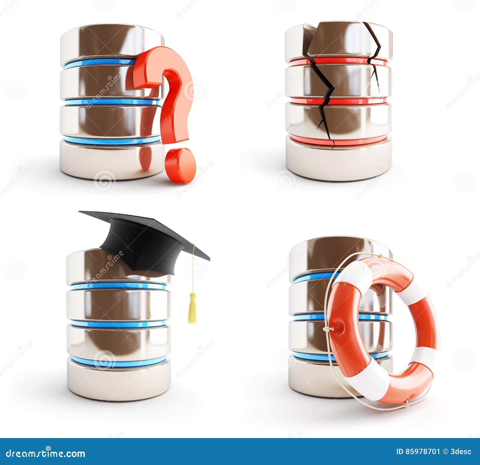 Set of Databases on a White Background Stock Illustration ...