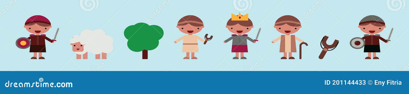 David Throwing Stone Isolated Coloring Page Vector Illustration ...