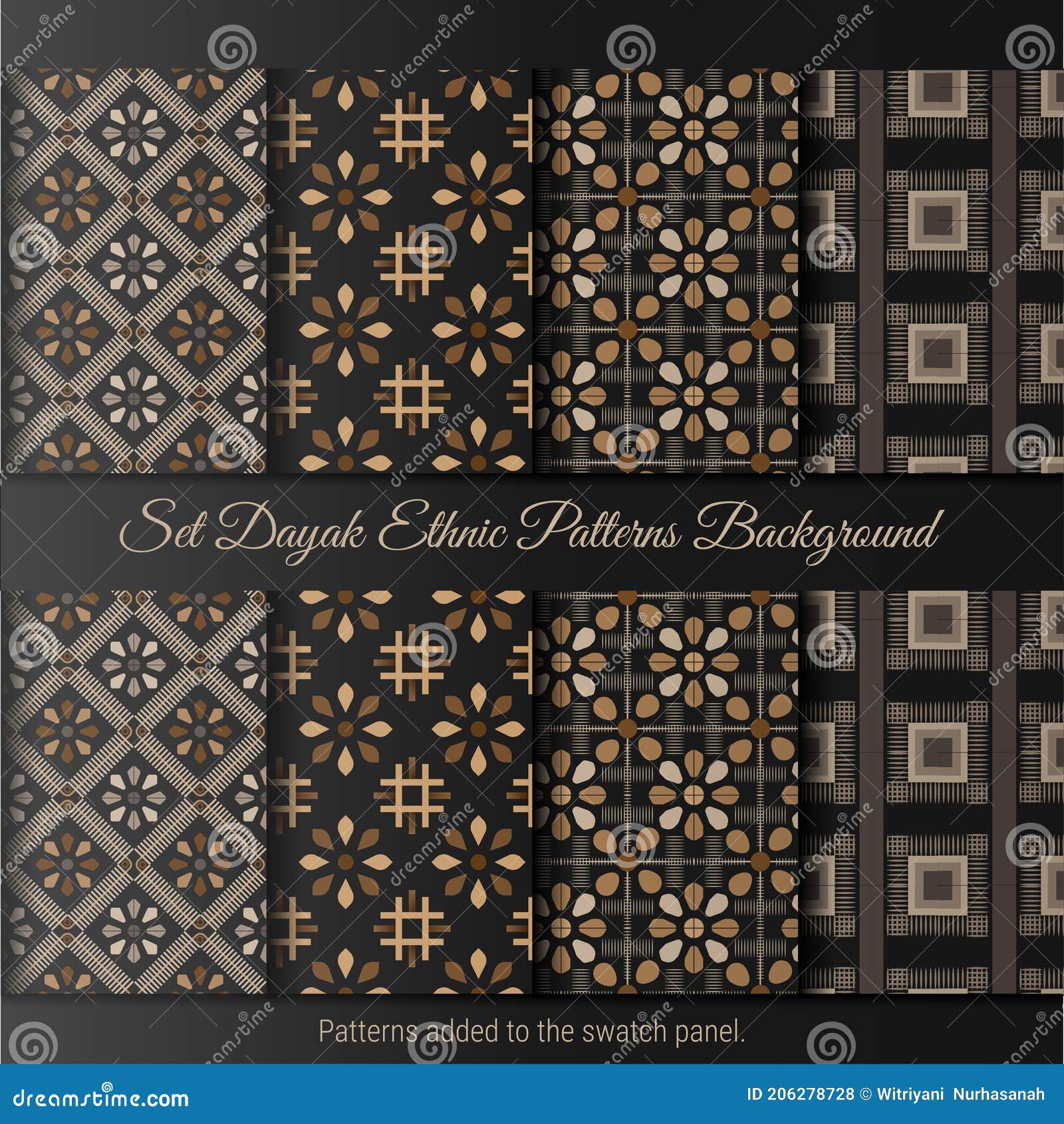 Set Dayak Ethnic Pattern Background. Indonesian Batik Pattern Stock ...