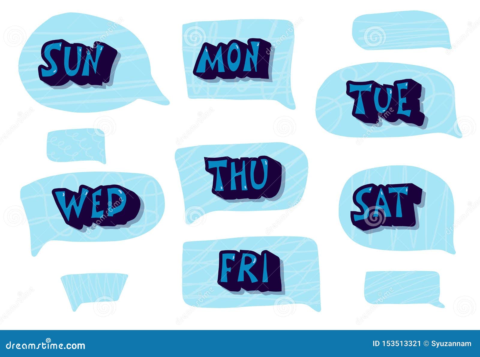 Set of Days of the Week. Vector Lettering. Stock Vector - Illustration ...