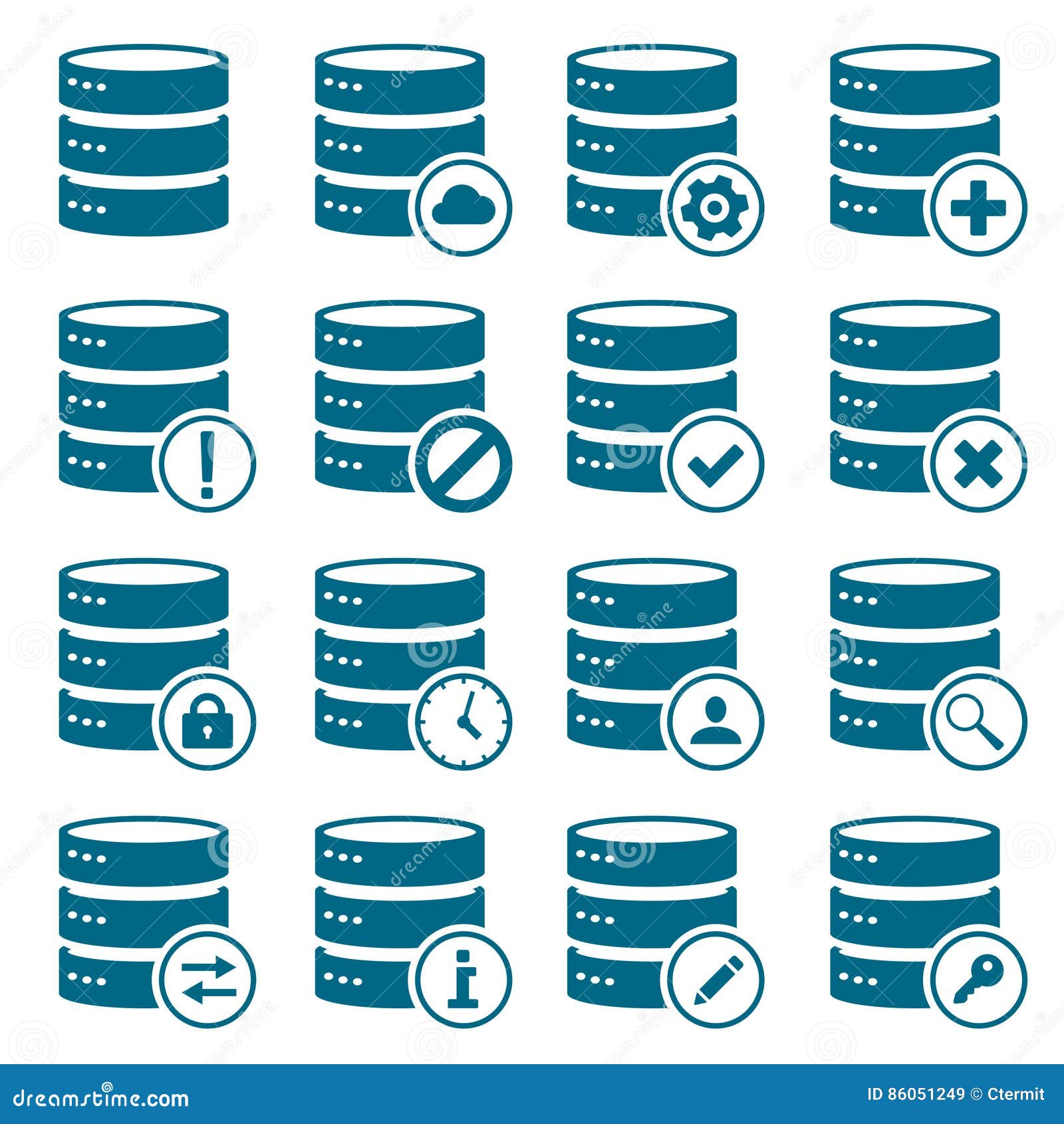 Set of DB icons stock vector. Illustration of base, notice - 86051249