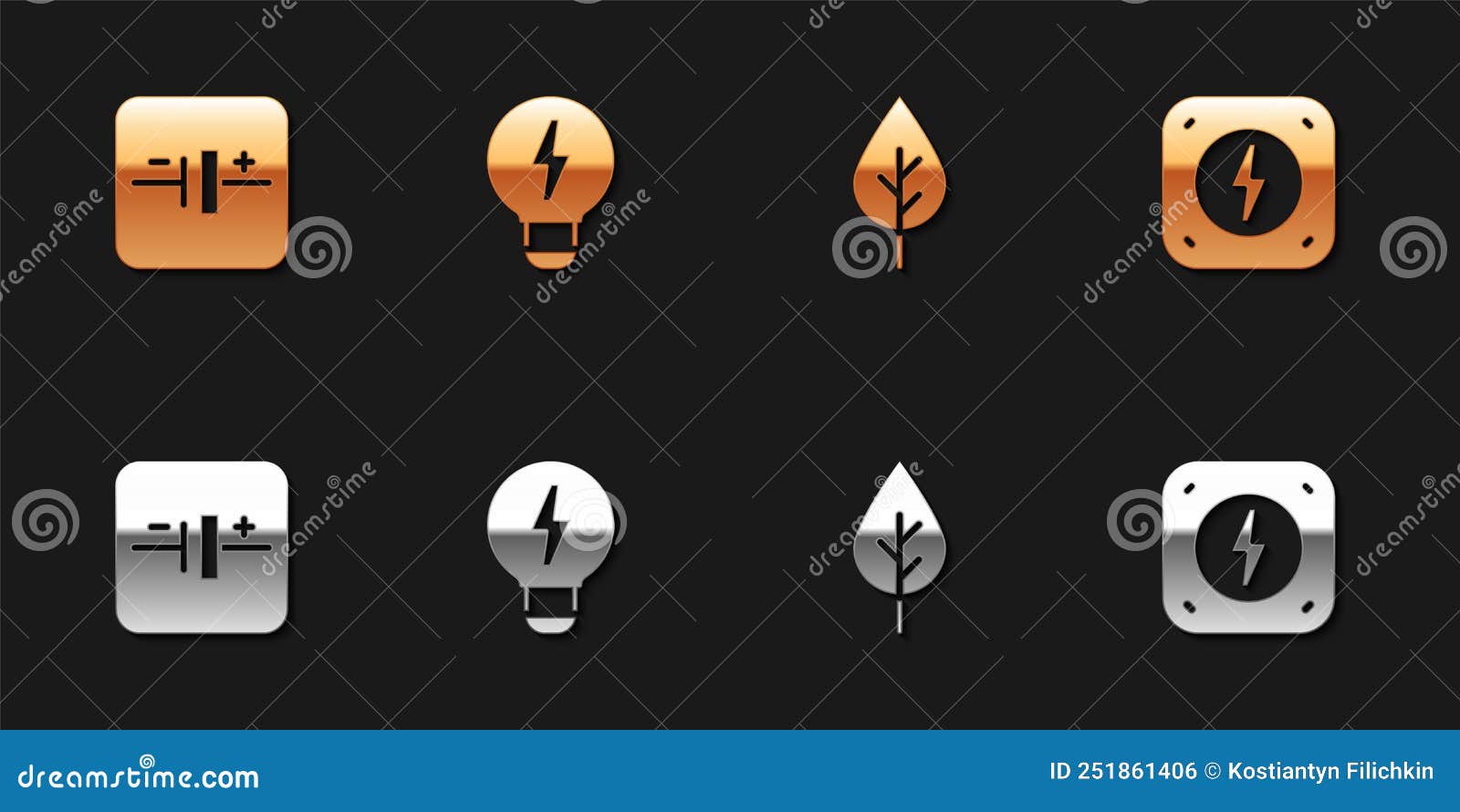 Set DC Voltage Source, Creative Lamp Light Idea, Leaf Eco Symbol And ...