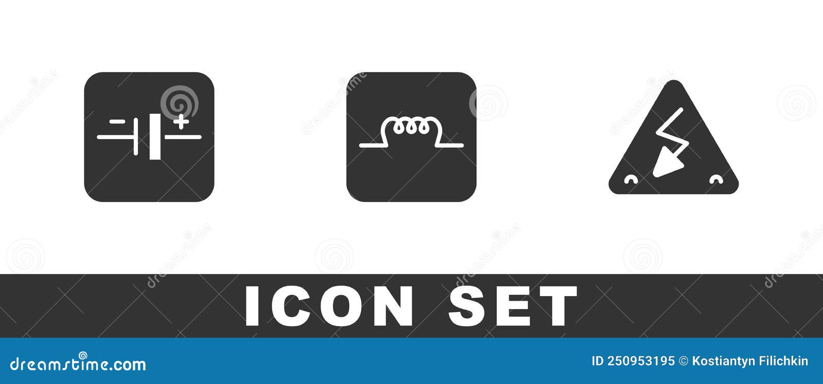 Set DC Voltage Source, Inductor in Electronic Circuit and High Icon ...