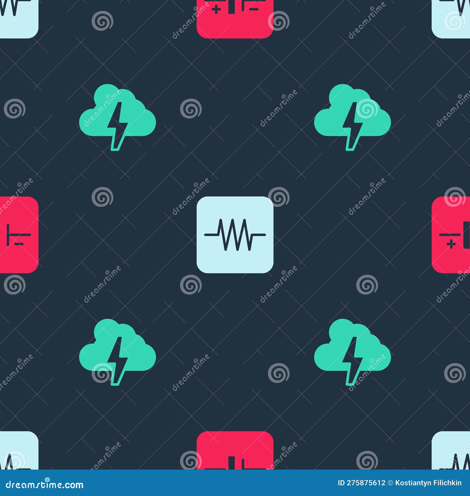 Set DC Voltage Source, Resistor in Electronic Circuit and Cloud and ...
