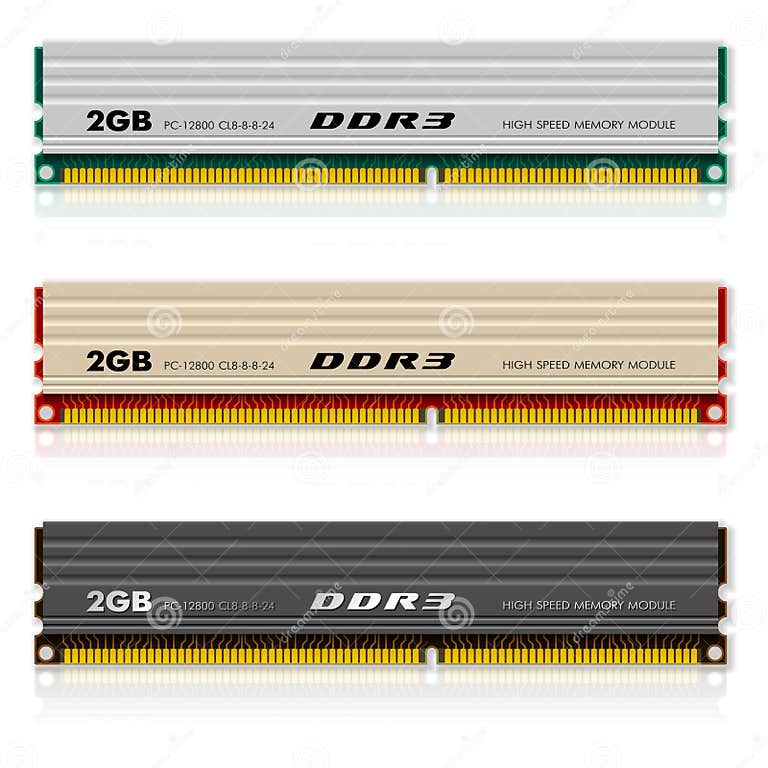 Set of DDR3 memory modules stock vector. Illustration of card - 18243698