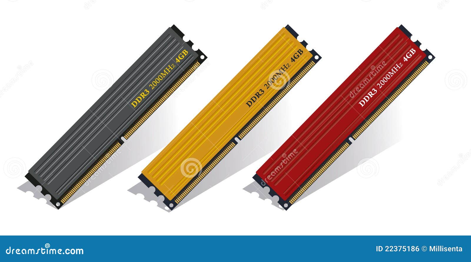 RAM Module With And Without Heatsink Blueprints Cartoon Vector ...