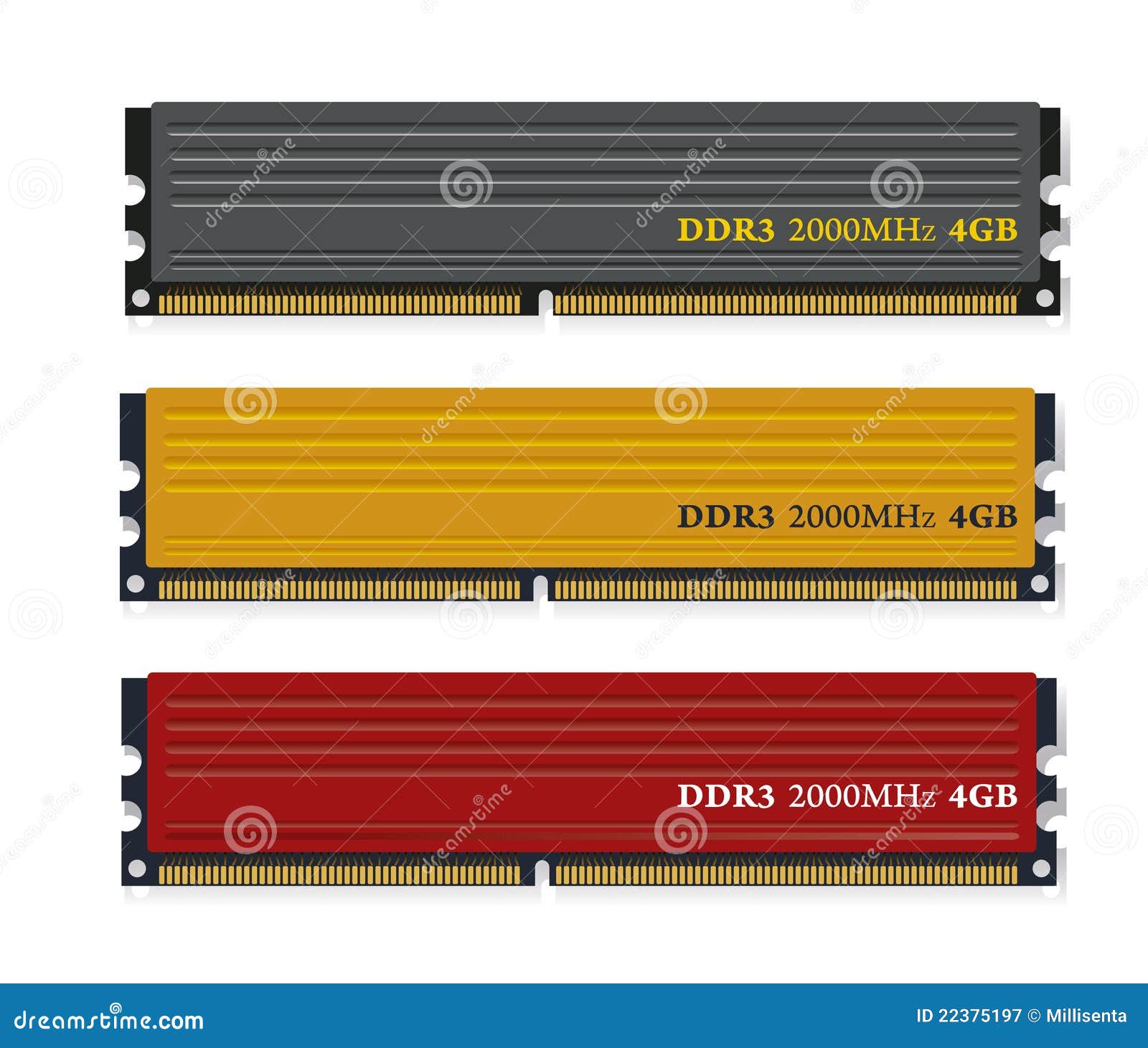 Set of DDR3 memory modules stock vector. Illustration of overclocker ...
