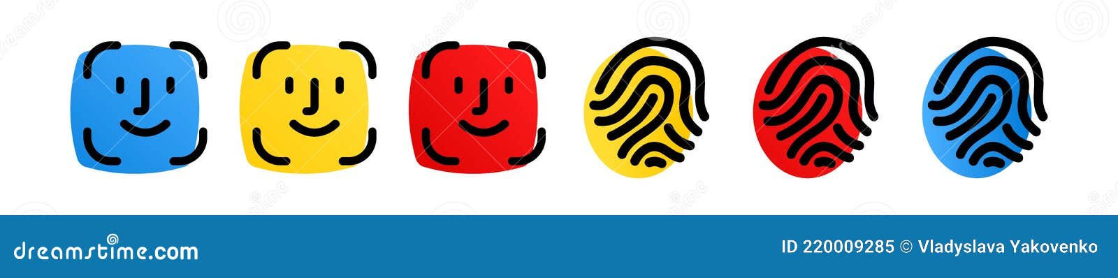 Set De Iconos Face Id Y Touch Id. Reconocimiento De Huellas Digitales ... Set De Iconos Face Id Y Touch Id. Reconocimiento De Huellas Digitales ...