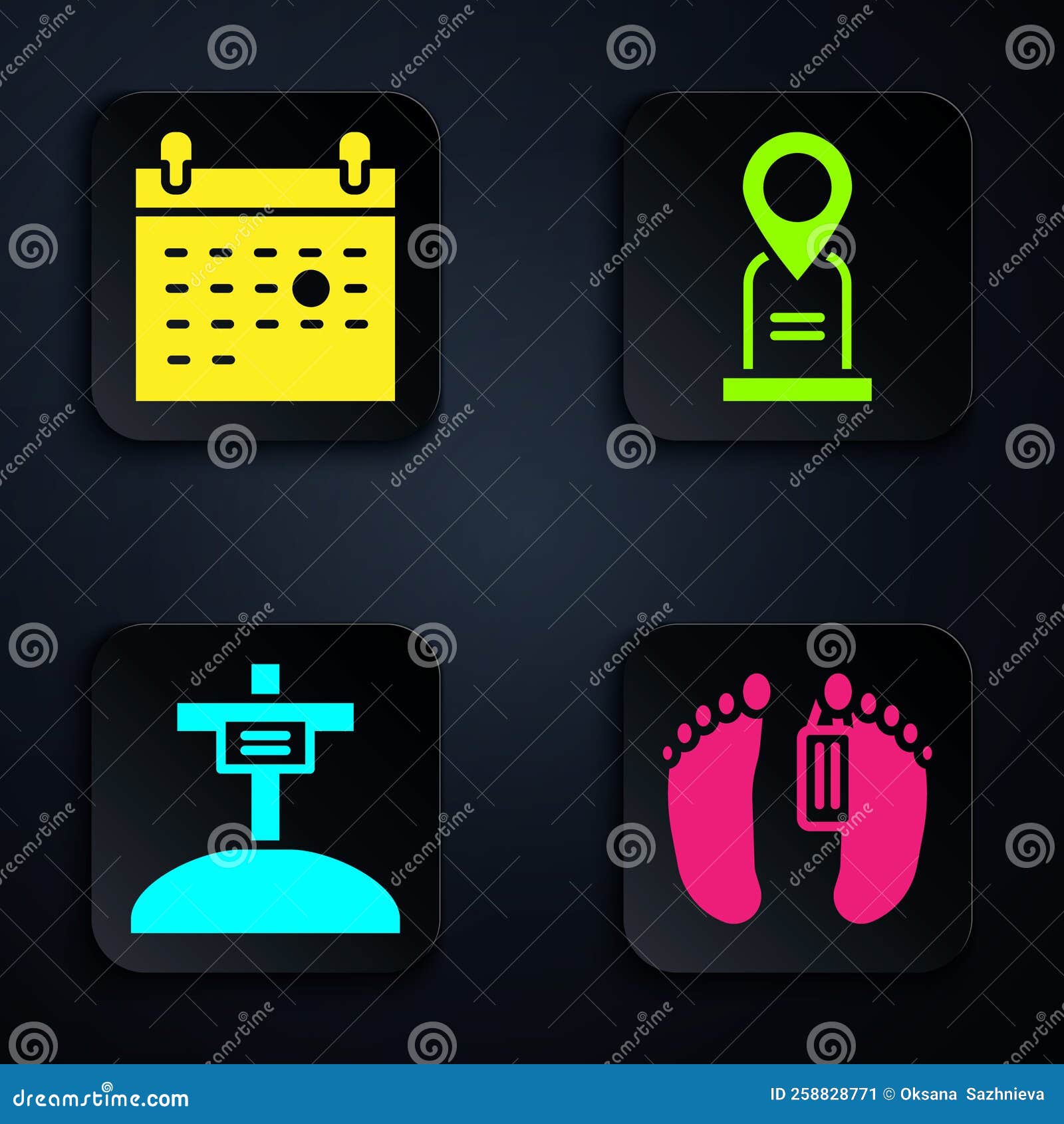 Set Dead Body, Calendar Death, Grave with Cross and Location Grave ...