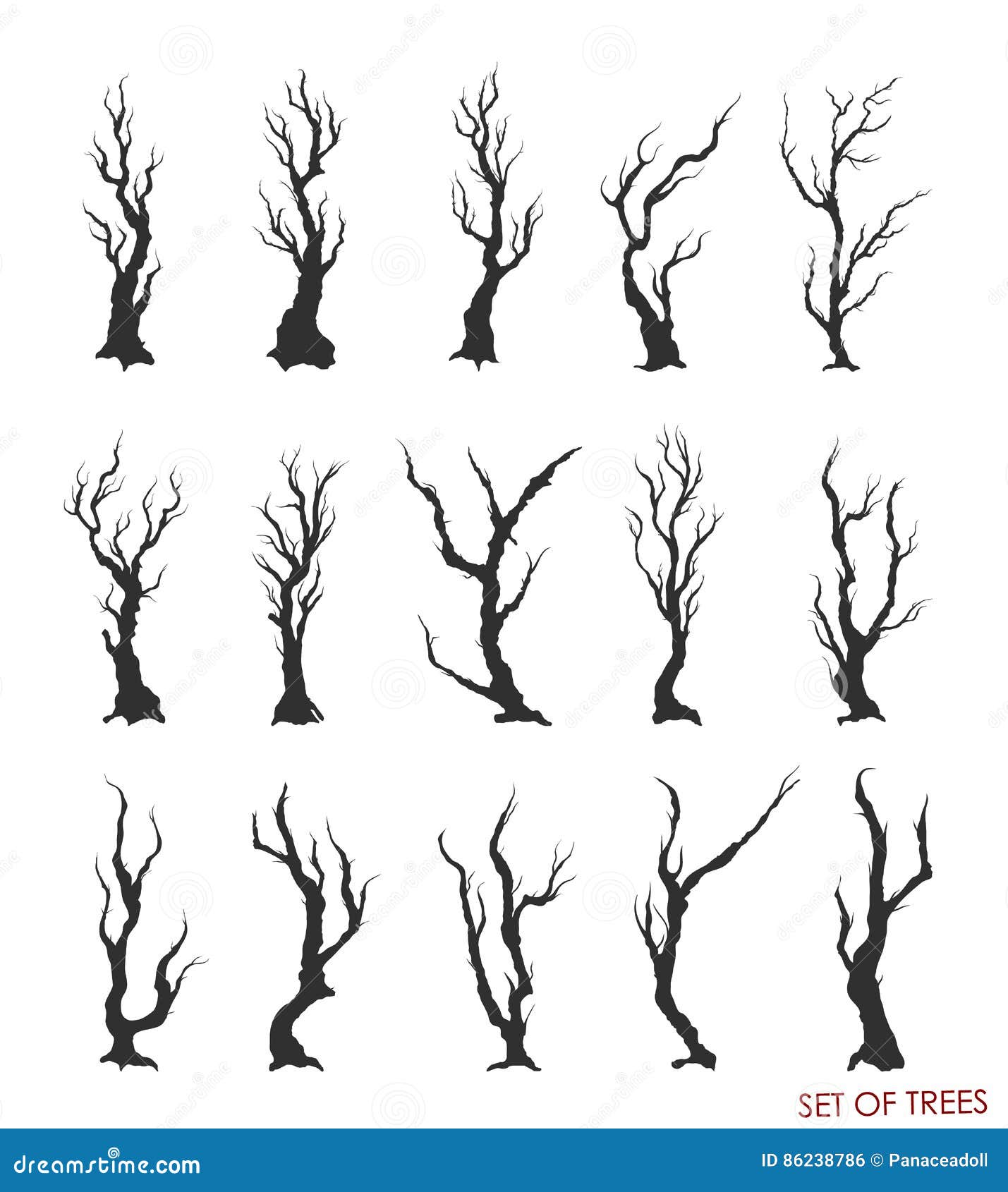Set of Dead Trees and Branches Stock Vector - Illustration of ...