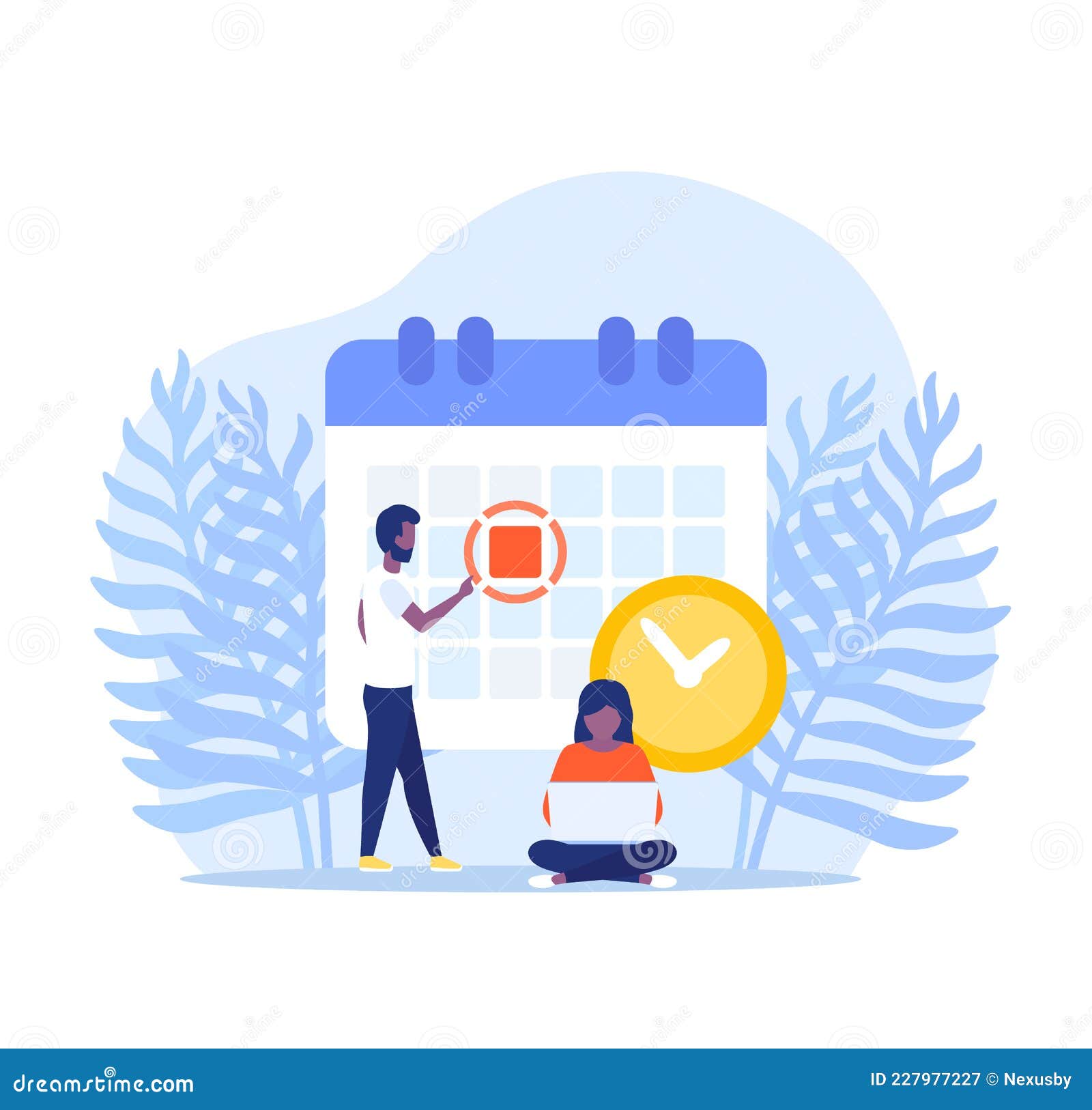 Set a Deadline Vector Illustration with People Stock Vector ...