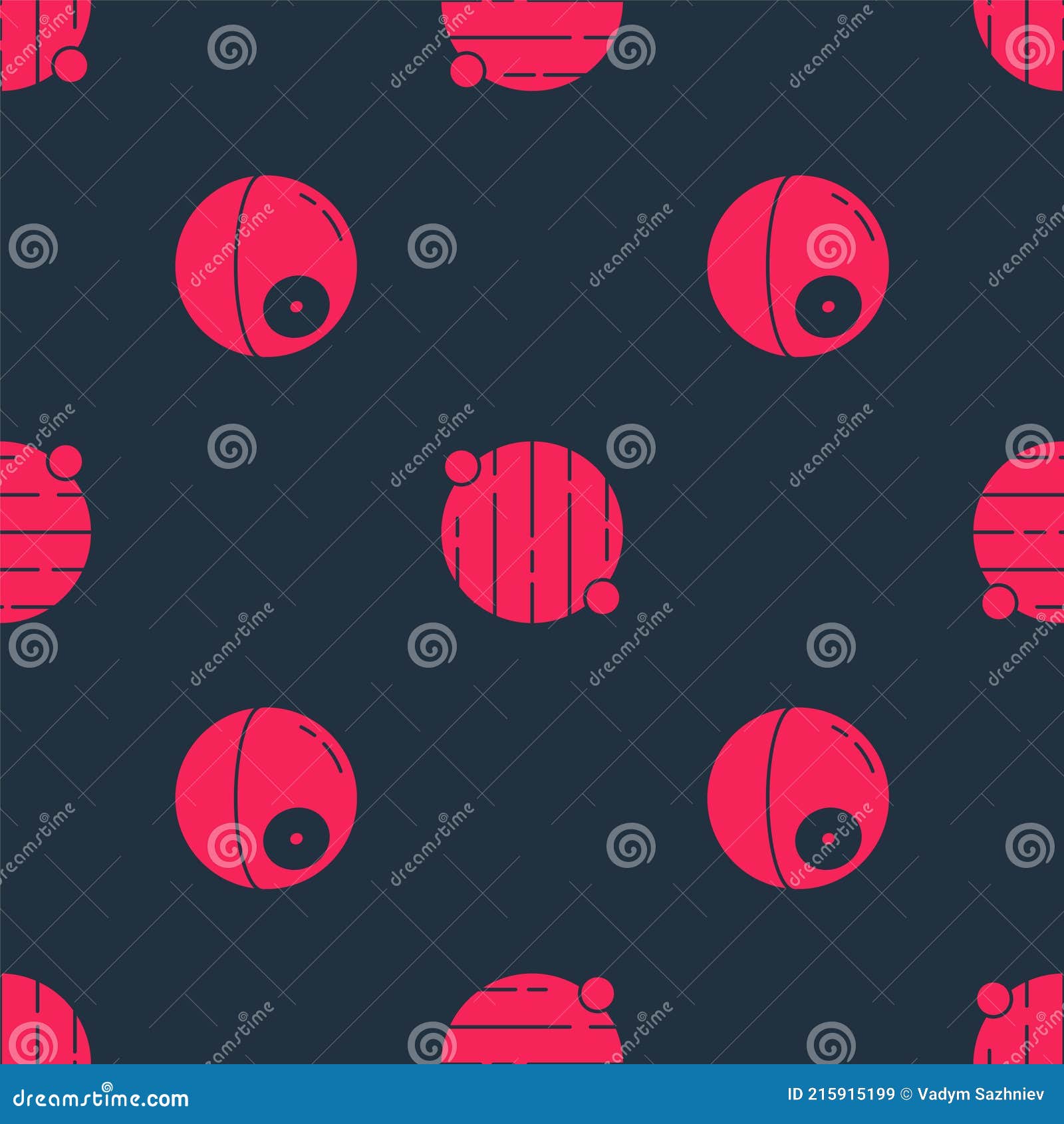 Set Death Star and Planet on Seamless Pattern. Vector Stock Vector ...