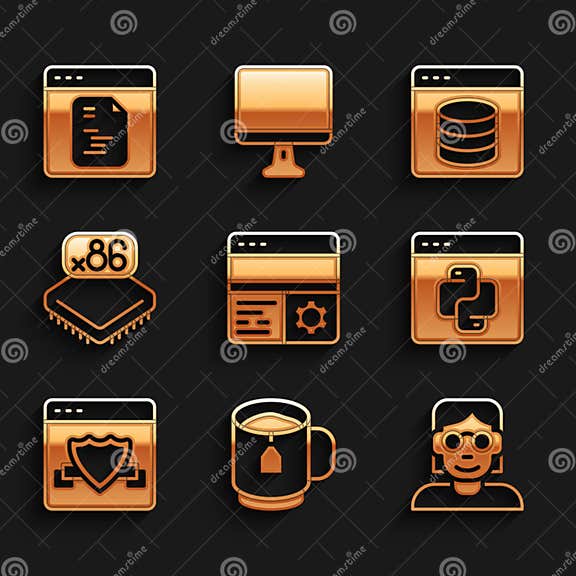 Set Debugging Cup Of Tea With Tea Bag Hacker Or Coder Python Programming Language Browser 5702