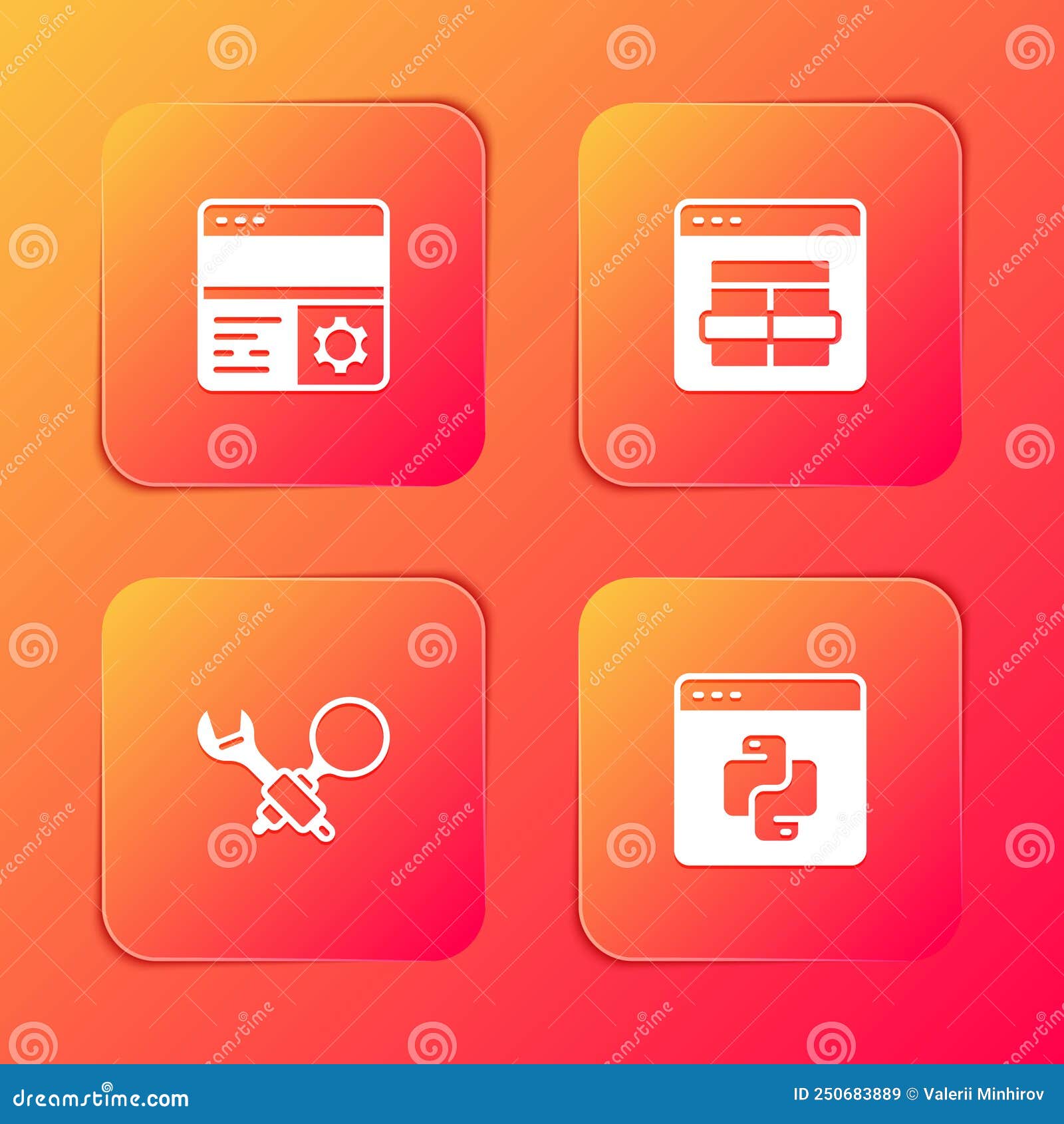 Set Debugging Mysql Code And Python Programming Language Icon Vector Stock Vector