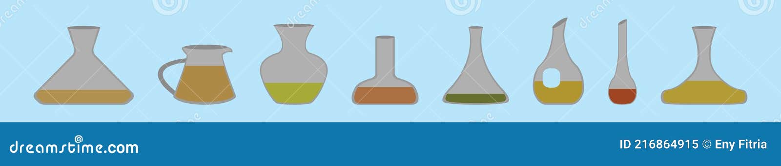 Set of Decanter Cartoon Icon Design Template with Various Models ...