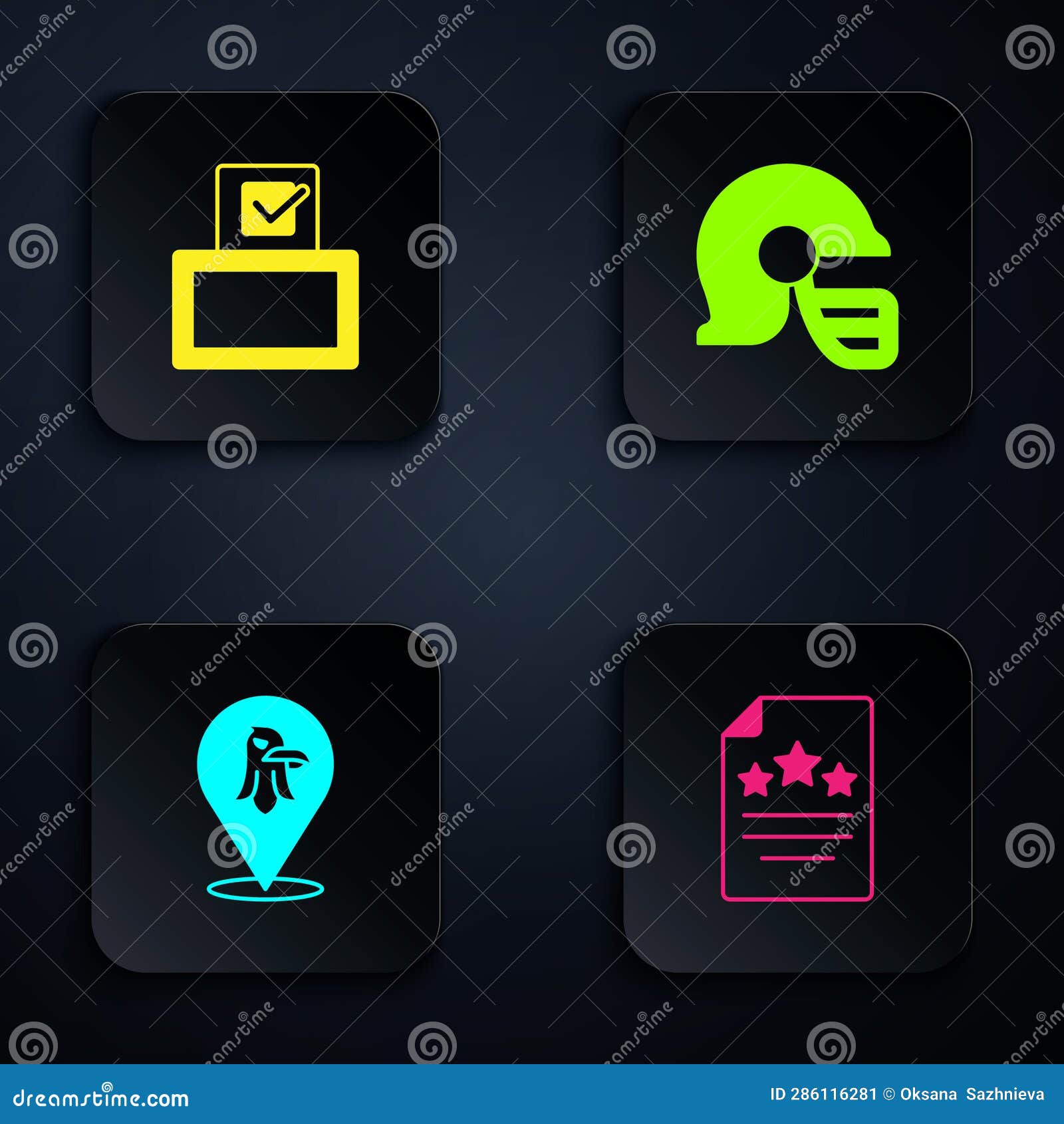 Set Declaration of Independence, Vote Box, Eagle and American Football ...