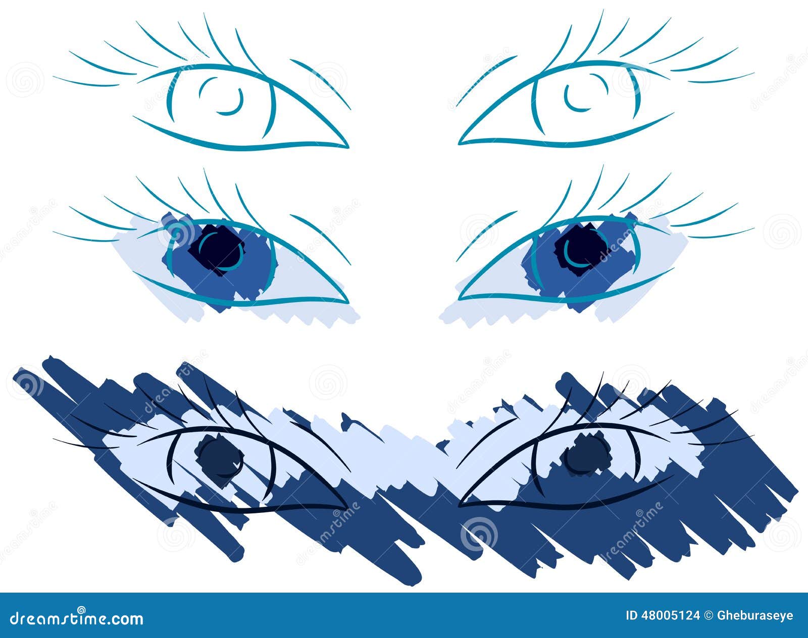 Set of Decorated Eyes in Different Styles Stock Vector - Illustration ...