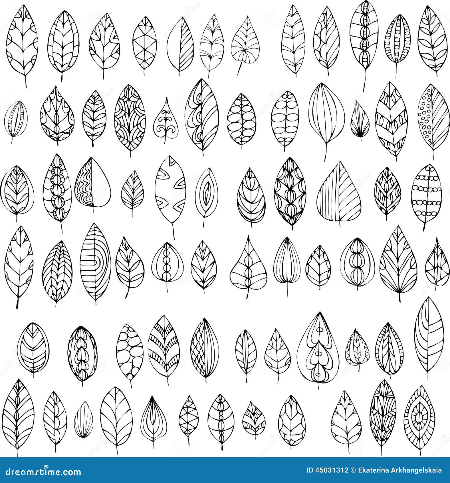 Set of Decorative Abstract Leaves Stock Vector - Illustration of nature ...