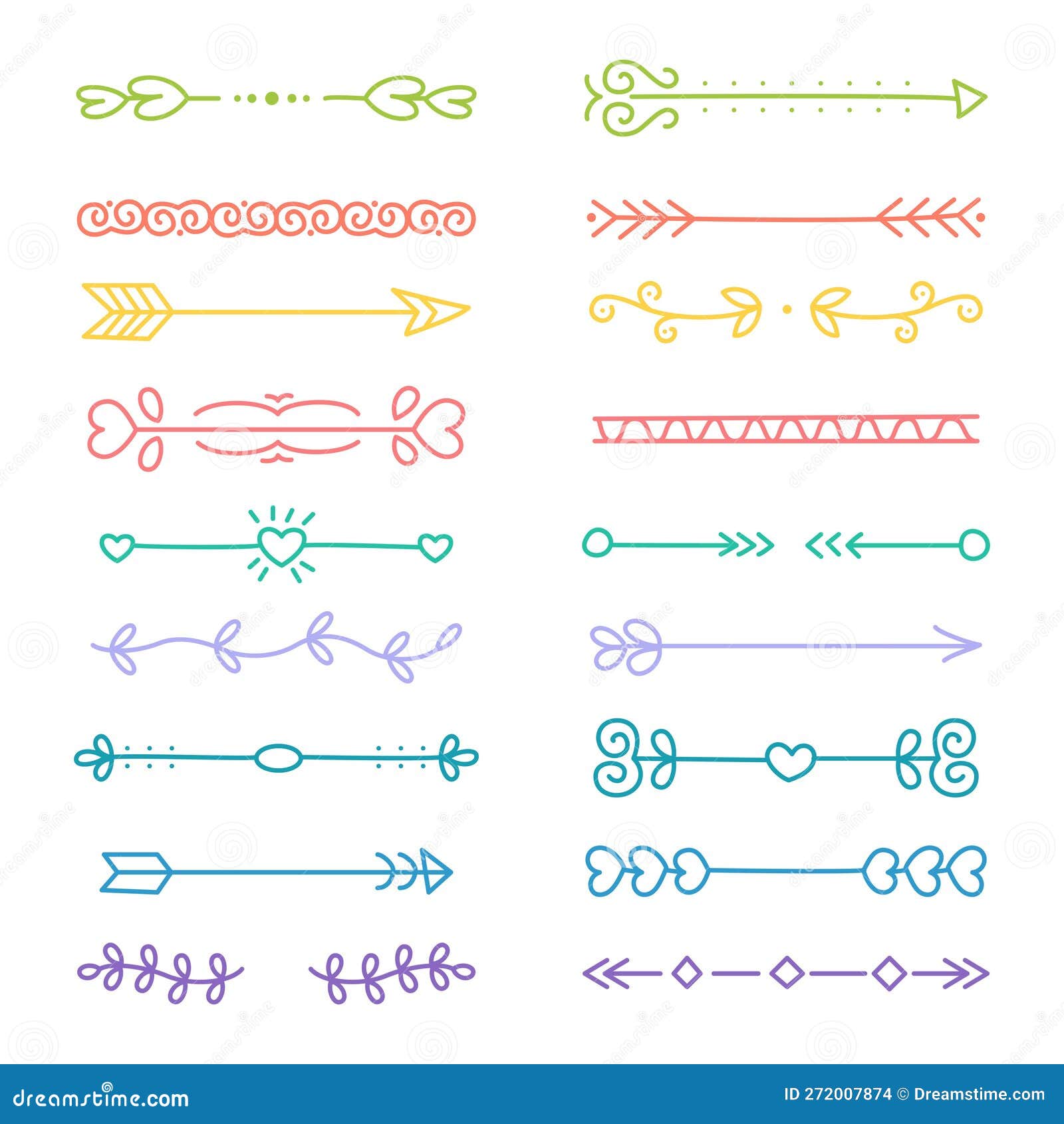 Set of Decorative Arrows, Doodle Text Dividers, Ornaments Stock ...