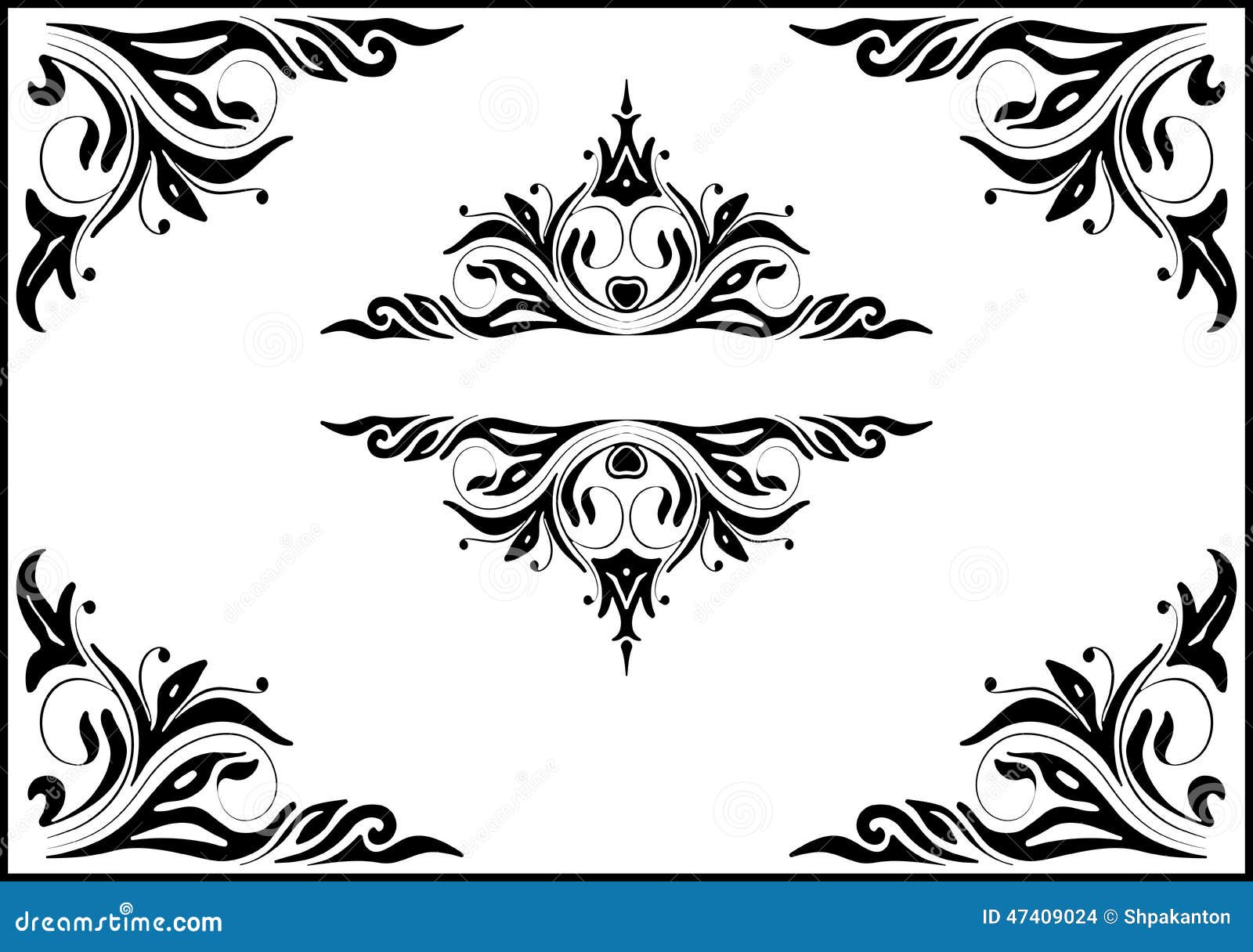 Set of Decorative Black Frames Stock Vector - Illustration of abstract ...