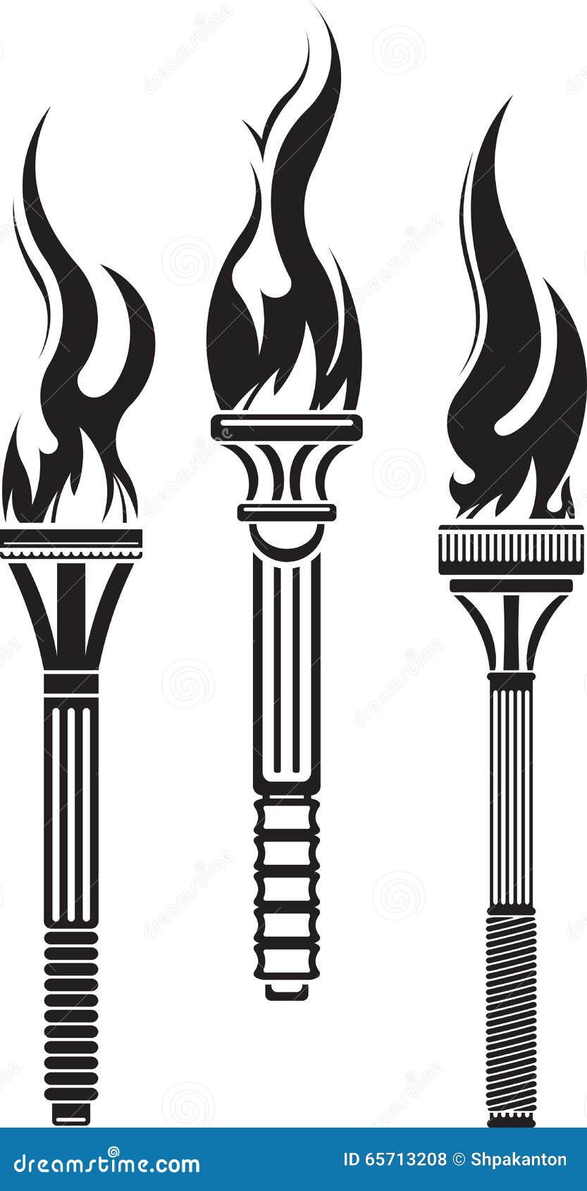 Set of 3 Decorative Black Vector Torches Stock Vector - Illustration of ...