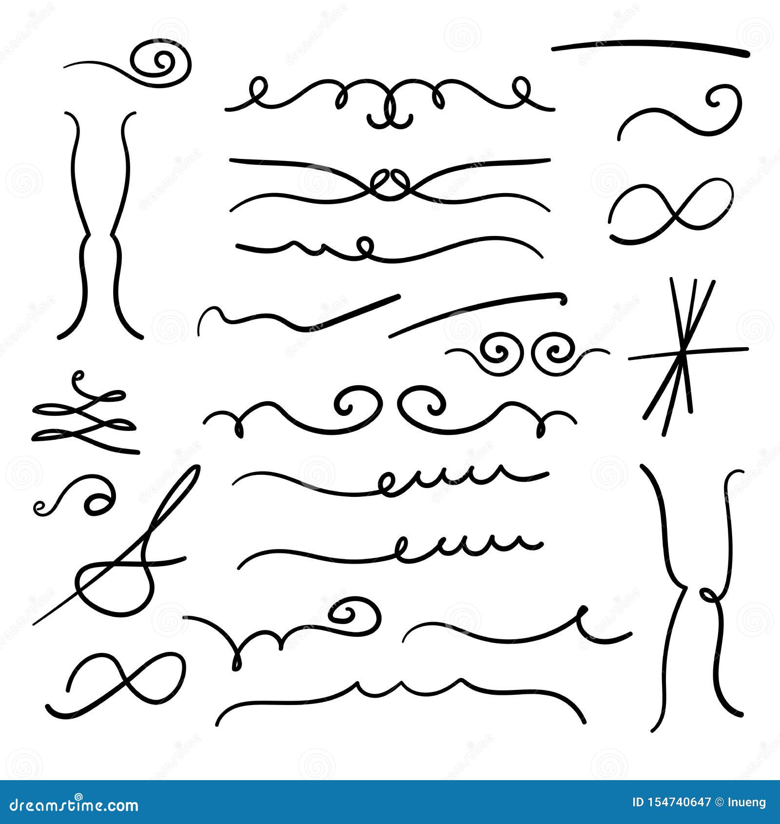 Set of Decorative Calligraphic Elements for Decoration. Hand Drawn ... Set of Decorative Calligraphic Elements for Decoration. Hand Drawn ...