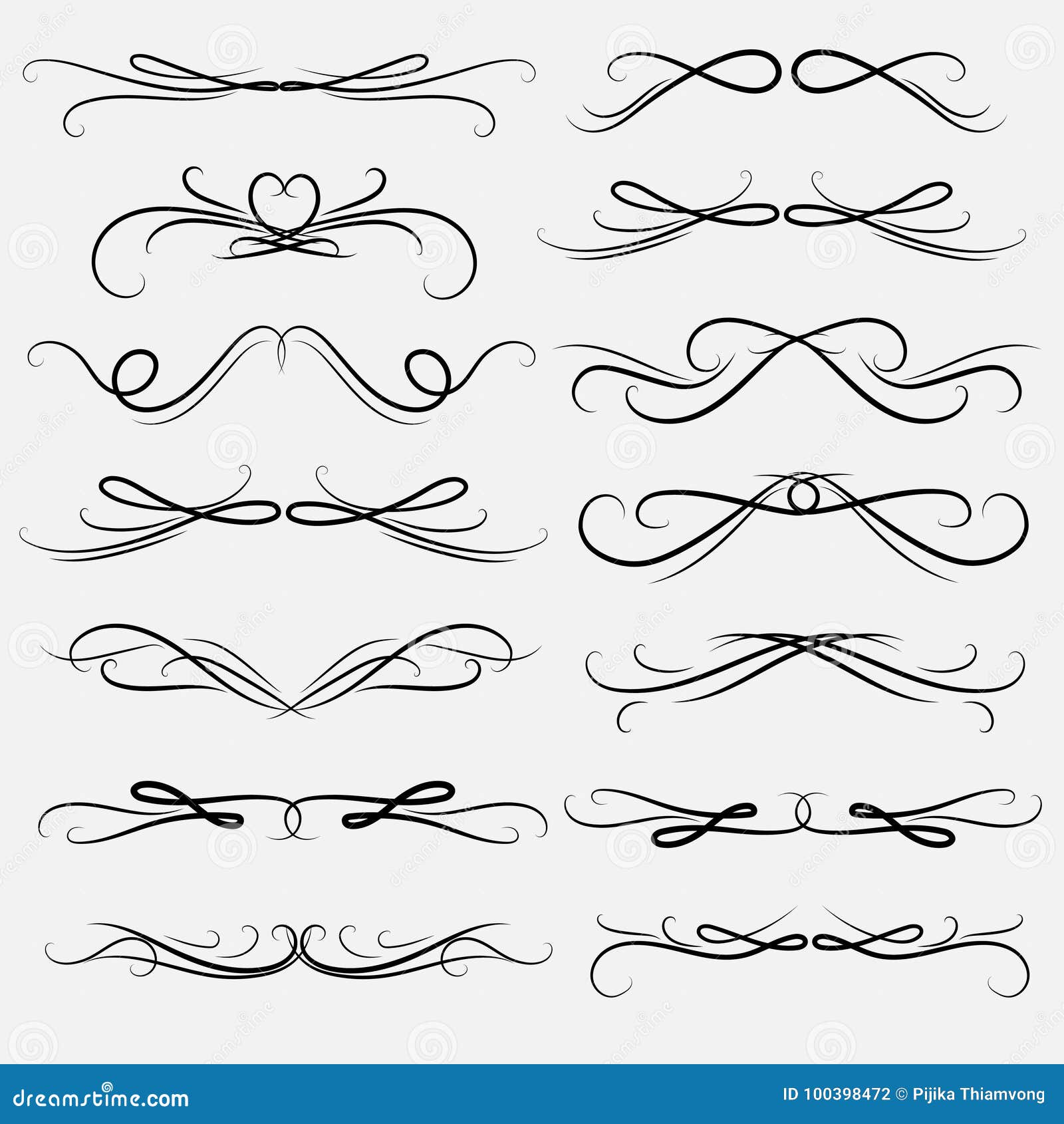 Set of Decorative Calligraphic Elements for Decoration. Stock Vector ...