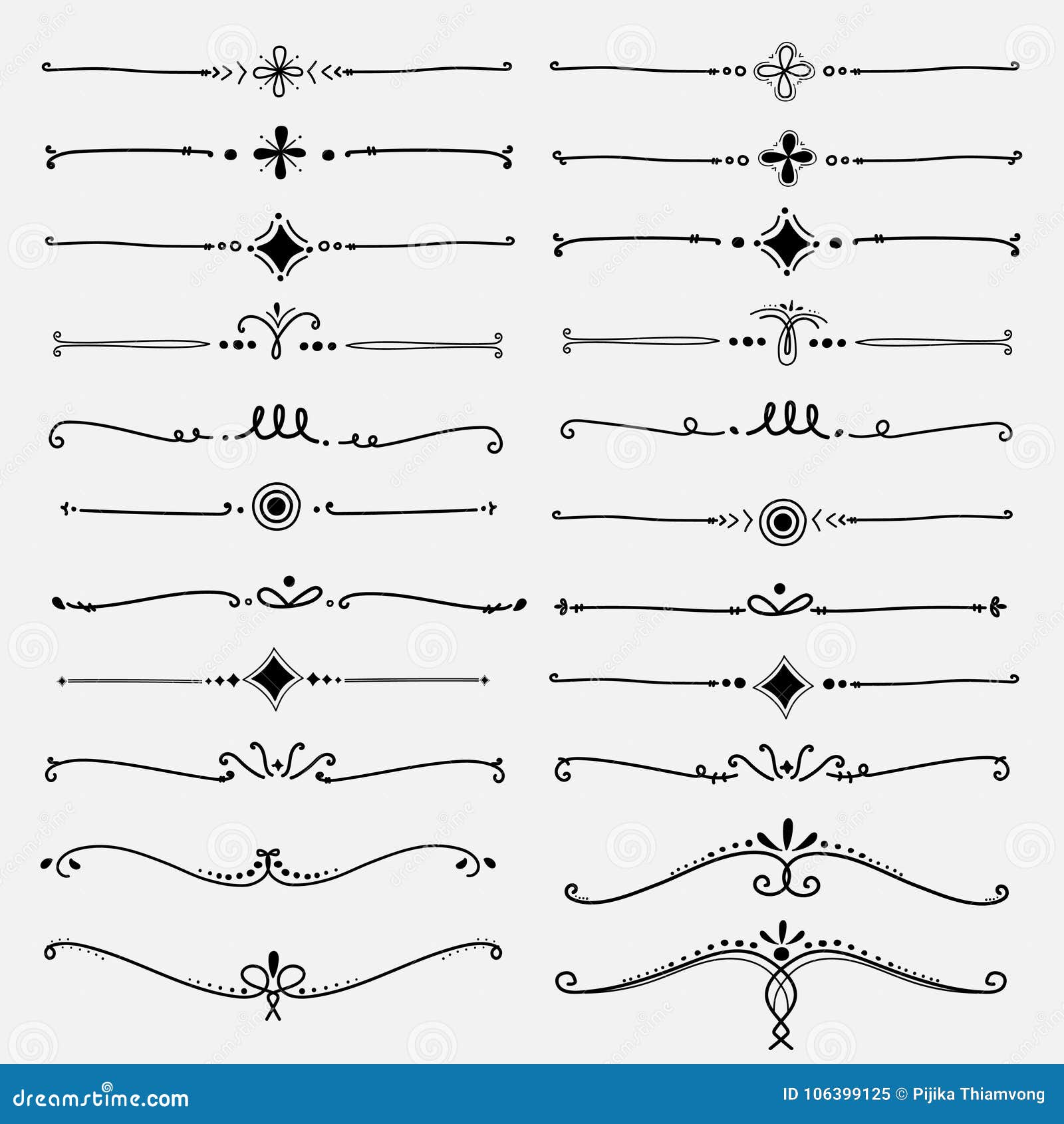 Set of Decorative Calligraphic Elements for Decoration. Stock Vector ...