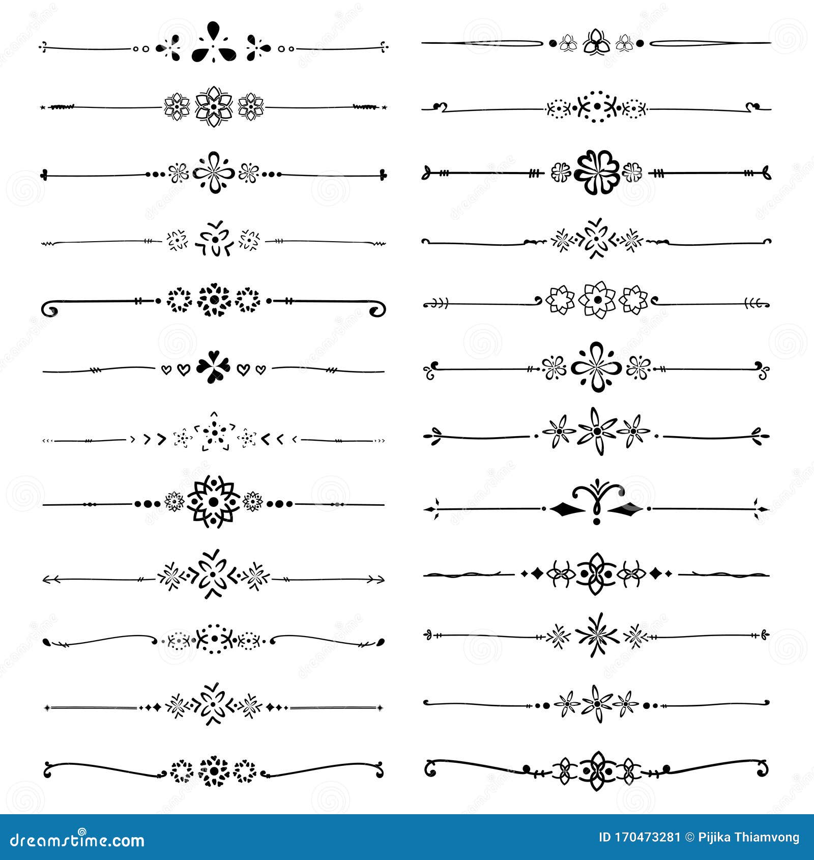 Set of Decorative Calligraphic Elements for Decoration. Stock Vector ...