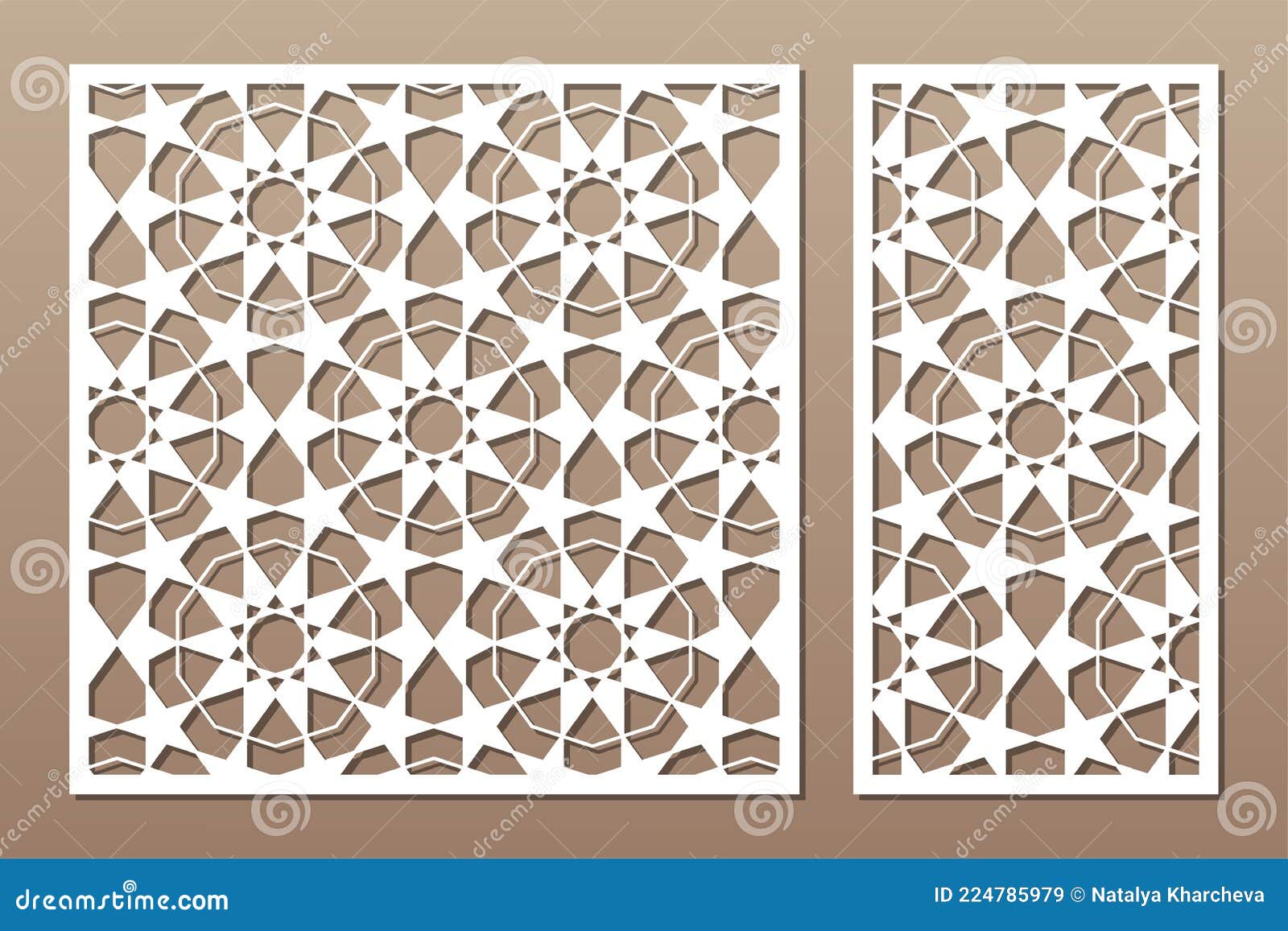 Set Decorative Card for Cutting. Arabic Pattern Geometric Mosaic ...