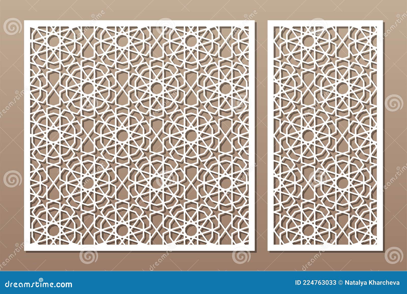 Set Decorative Card for Cutting. Line Arabesque Arab Pattern. Laser Cut ...