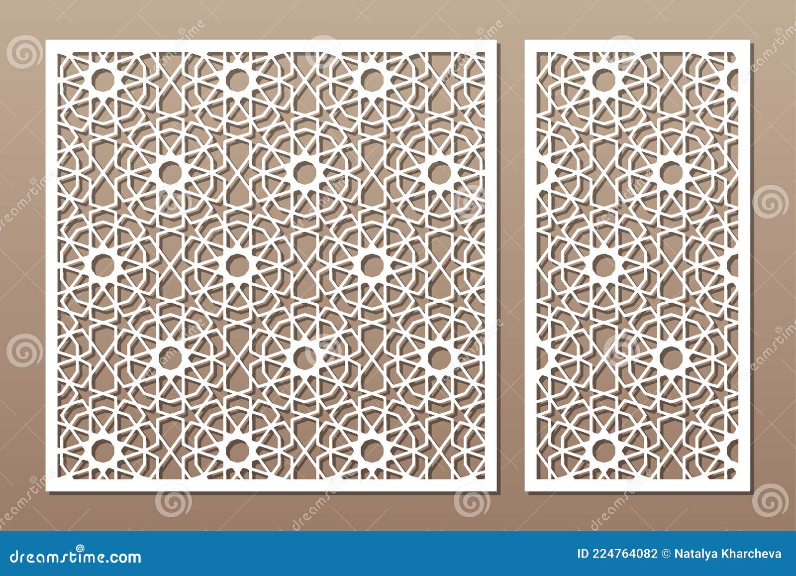 Set Decorative Card for Cutting. Line Arabesque Arab Pattern. Laser Cut ...