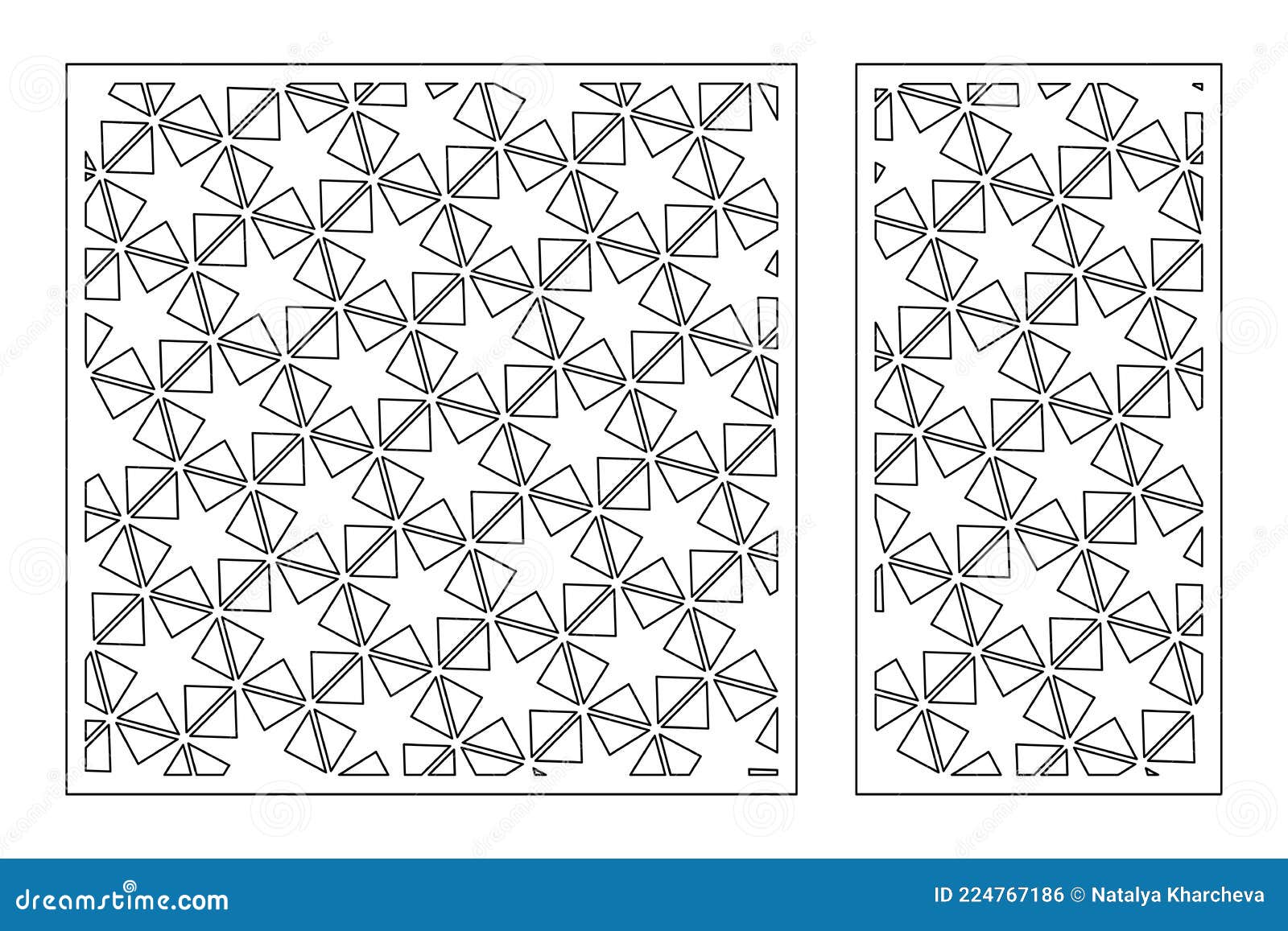 Set Decorative Card for Cutting. Linear Geometric Star Pattern. Laser ...