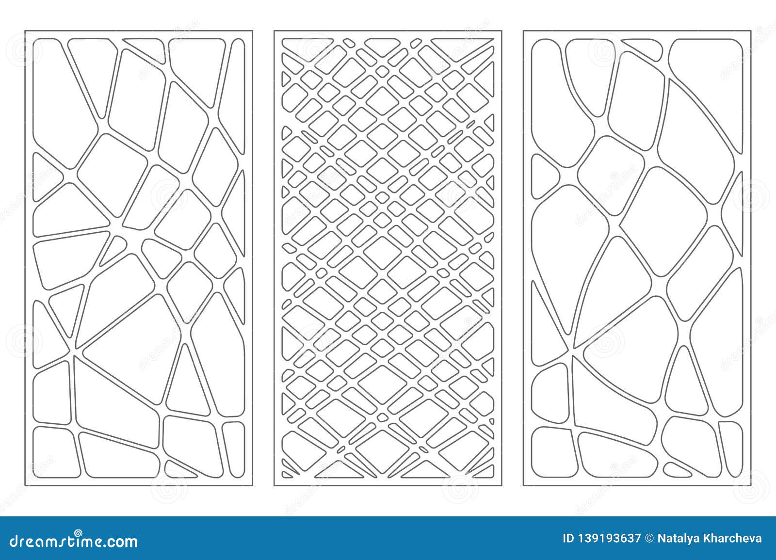 Set Decorative Card for Cutting. Wave Linear Pattern. Laser Cut Panel ...