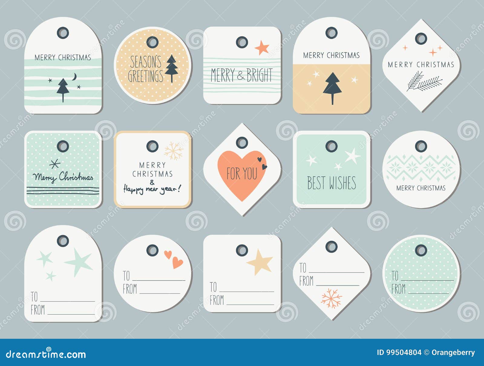 Set of Decorative Christmas Tags Stock Vector - Illustration of modern ...
