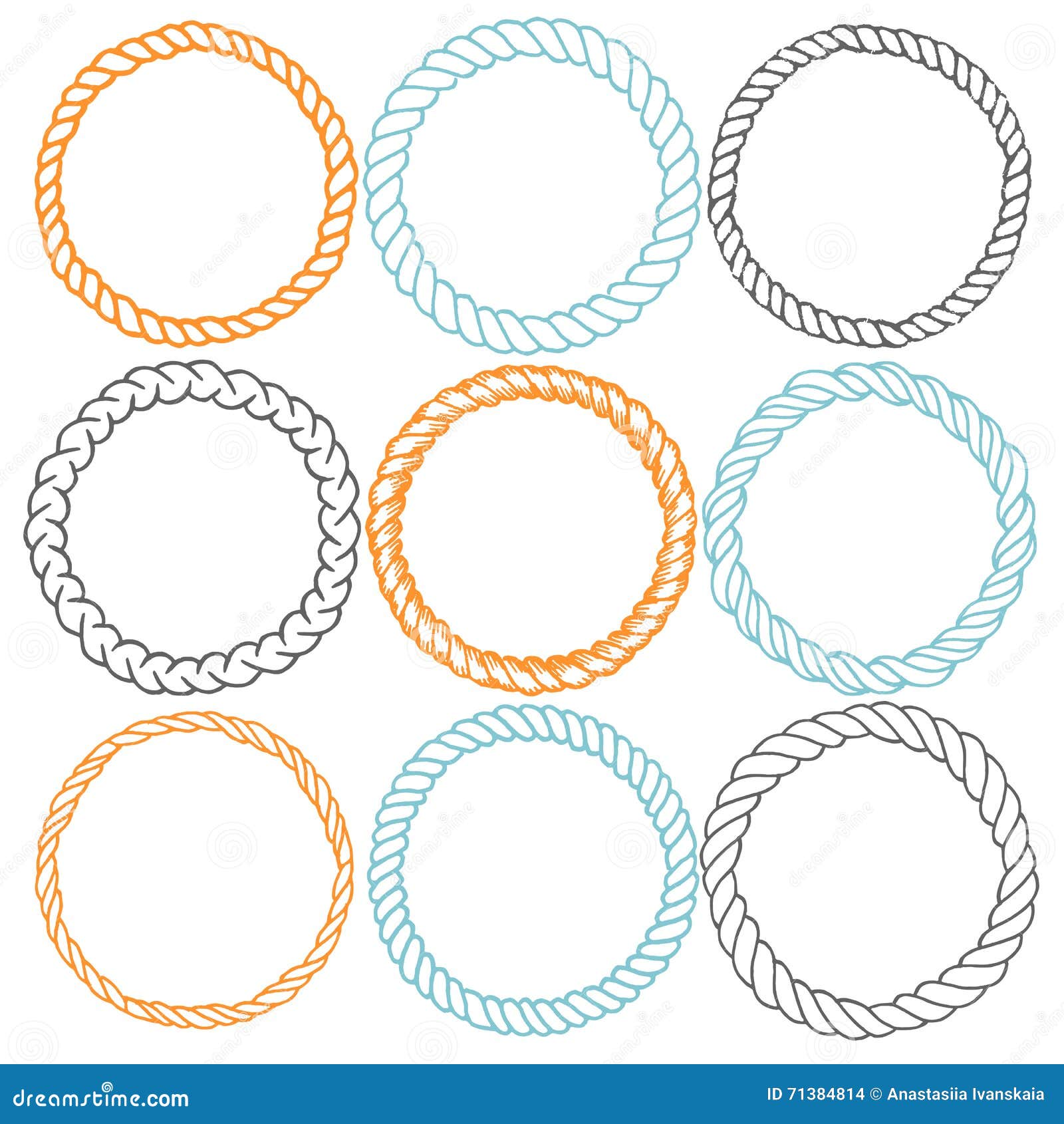 Set of 9 Decorative Circle Border Frames. Stock Vector - Illustration ...
