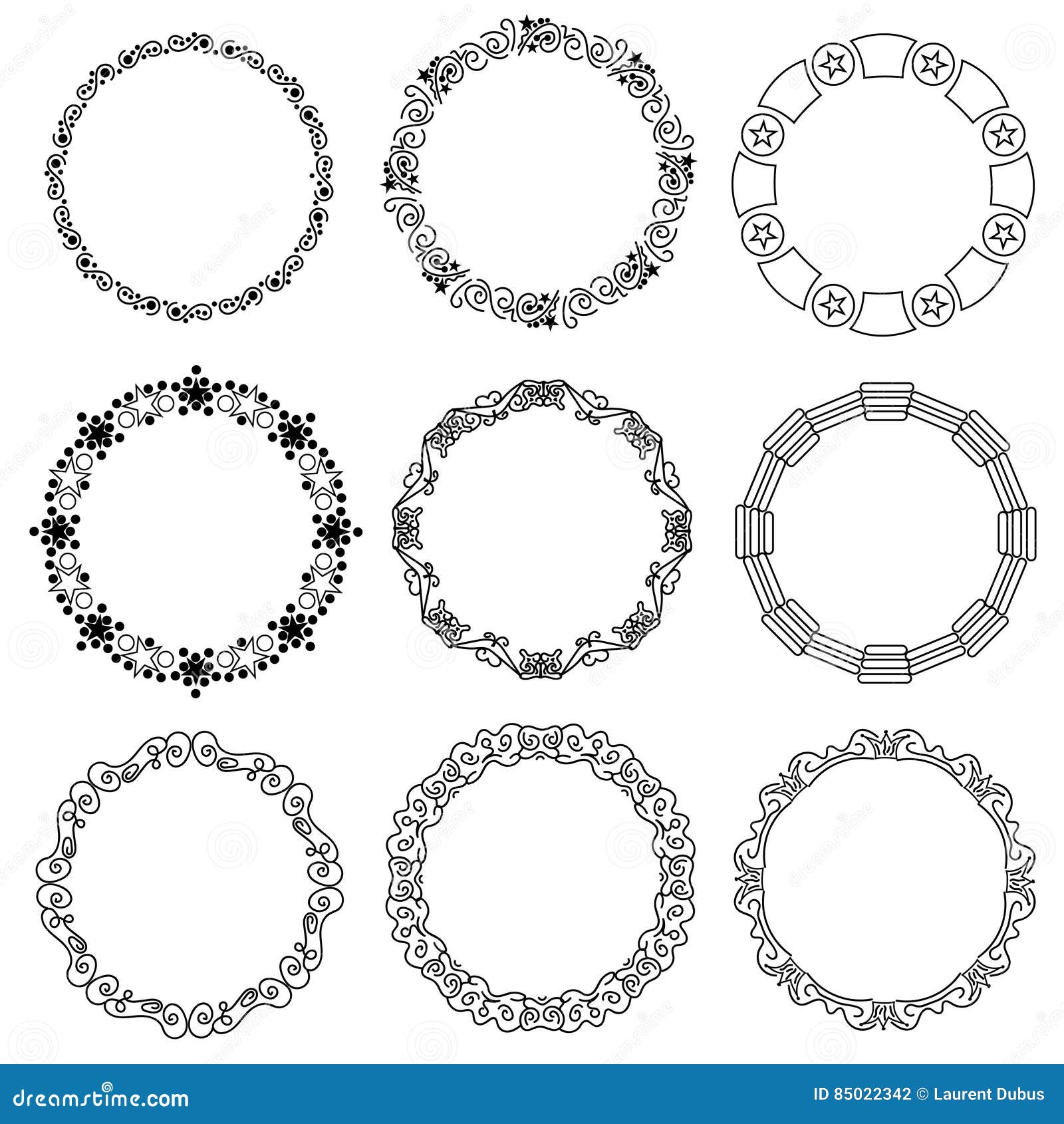 Set Decorative Circle Frames - Label Stock Vector - Illustration of ...