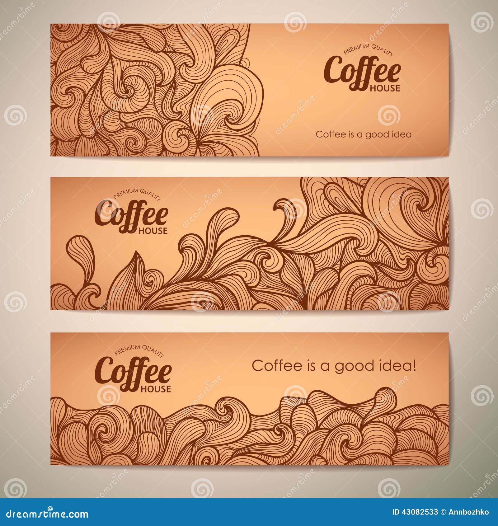 Set of Decorative Coffee Banners Stock Vector - Illustration of cafe ...