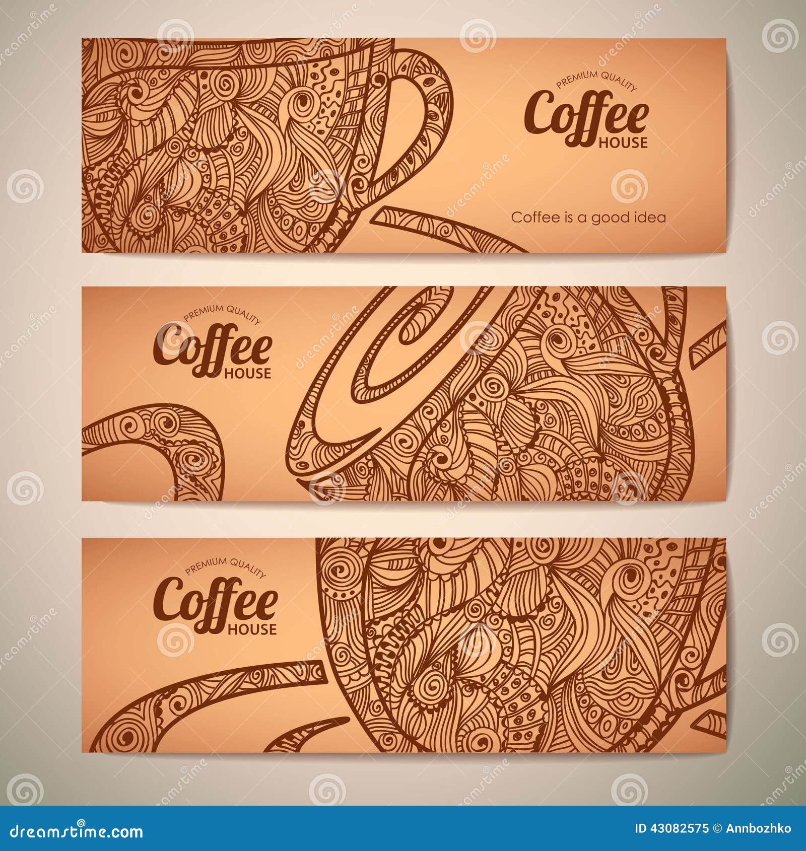 Set of Decorative Coffee Banners Stock Vector - Illustration of ...