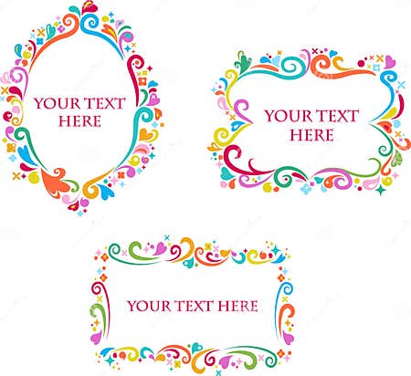 Set of Decorative Colorful Retro Frames Stock Vector - Illustration of ...