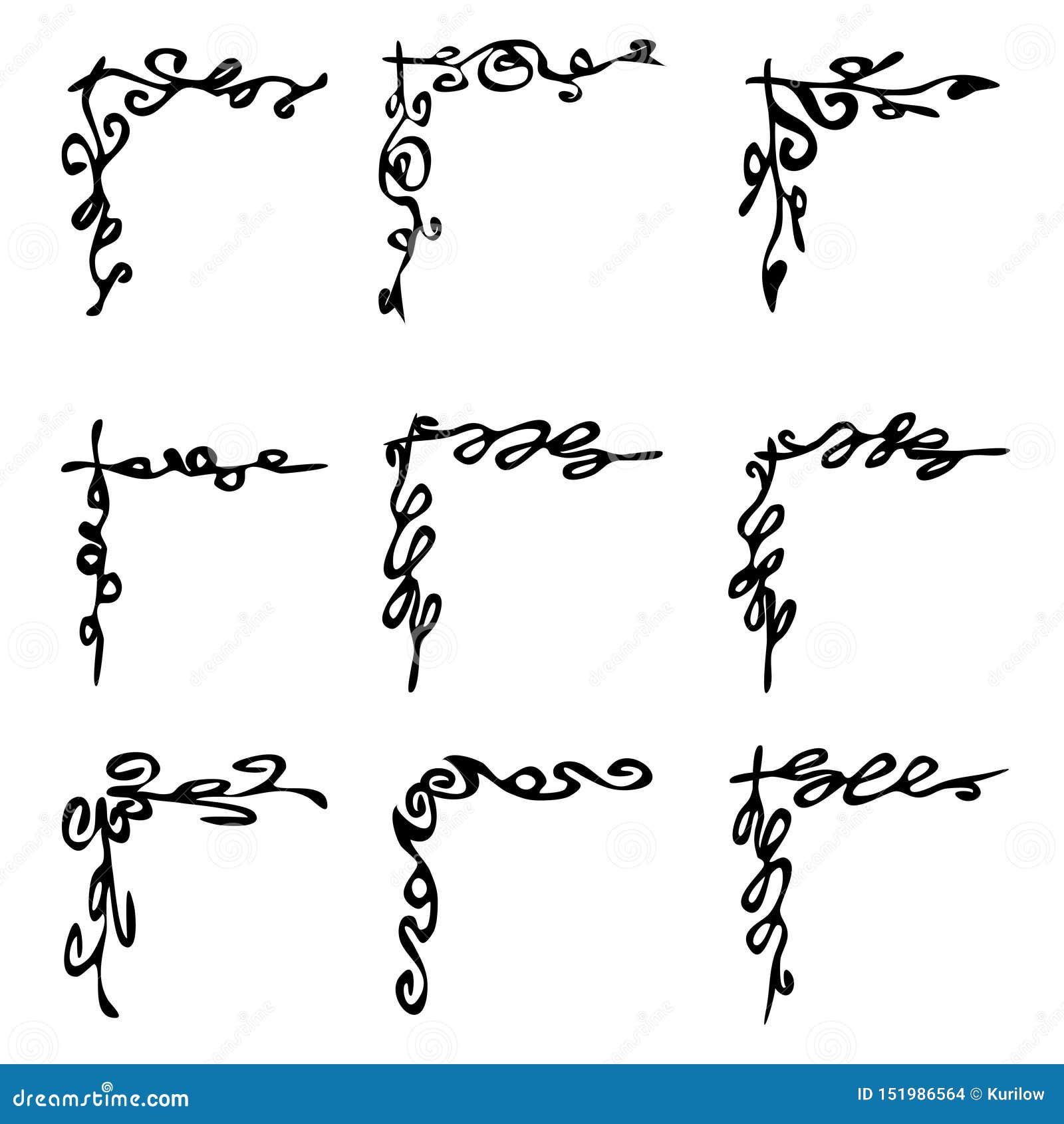 Set of Decorative Corners for Your Design. Decoration Books. Vector ...