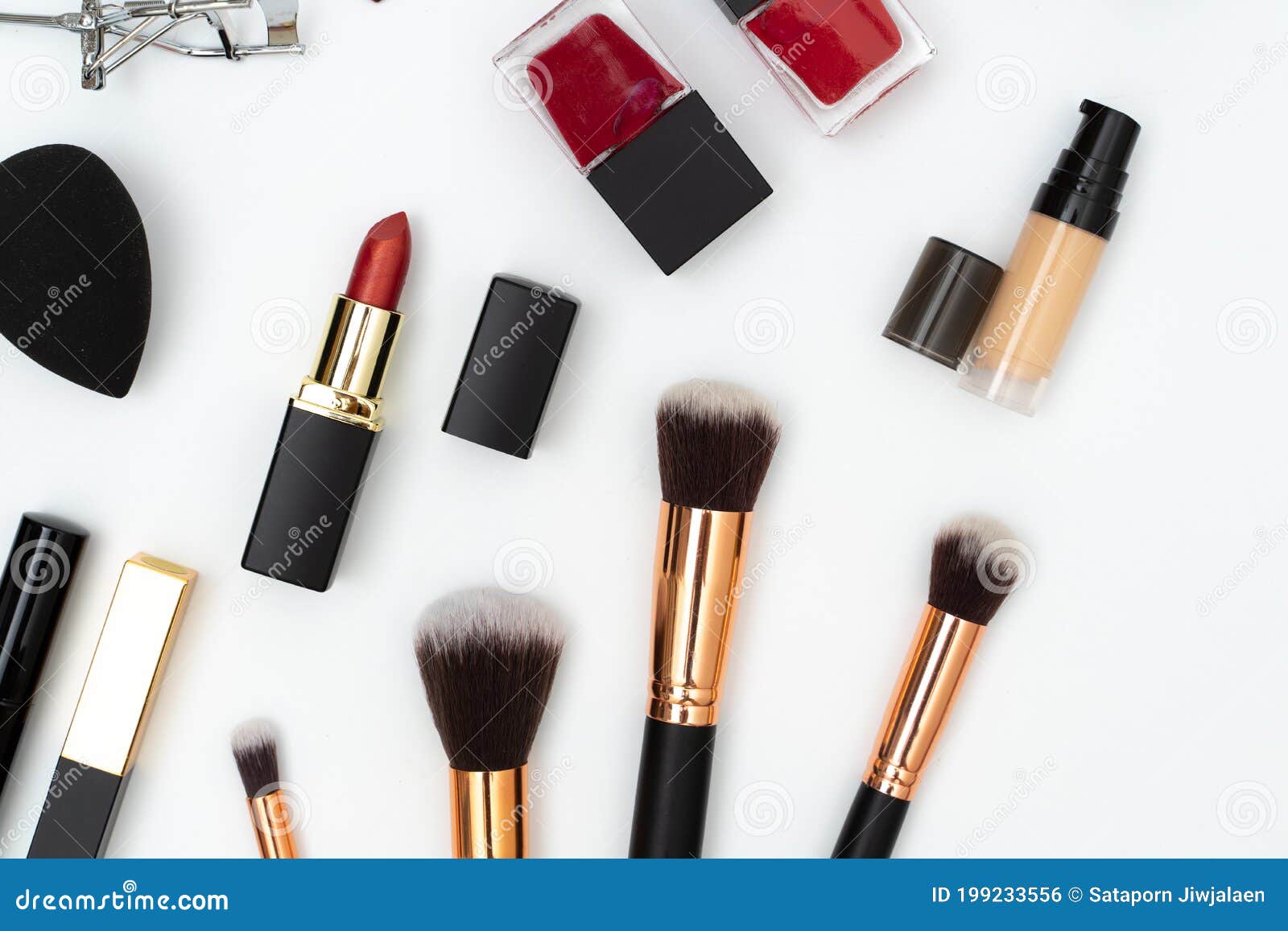 Set Decorative Cosmetics on Isolated Stock Photo - Image of view, color ...